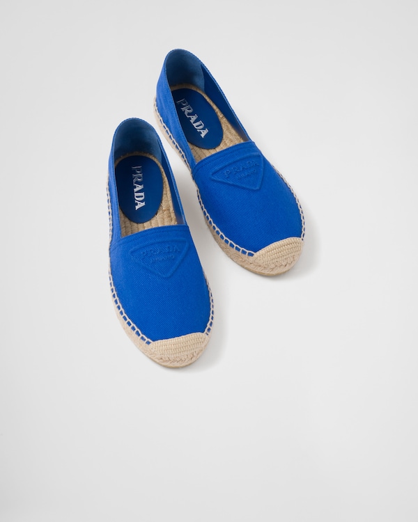 Sapphire Blue Cotton Drill Espadrilles | PRADA