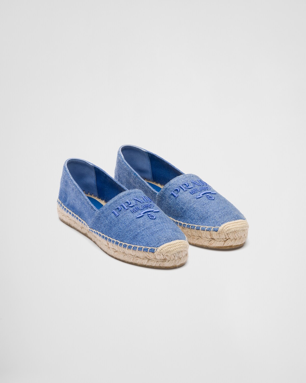 Espadrille Em Linho Azul Safira | PRADA