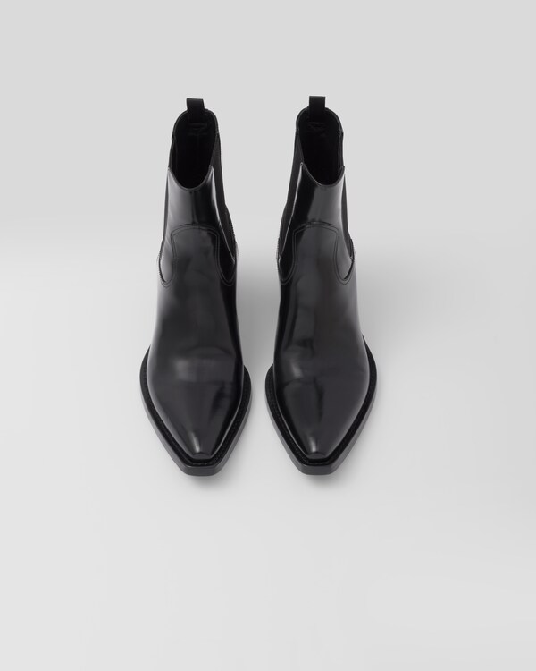 Botas De Piel Cepillada Negro | PRADA