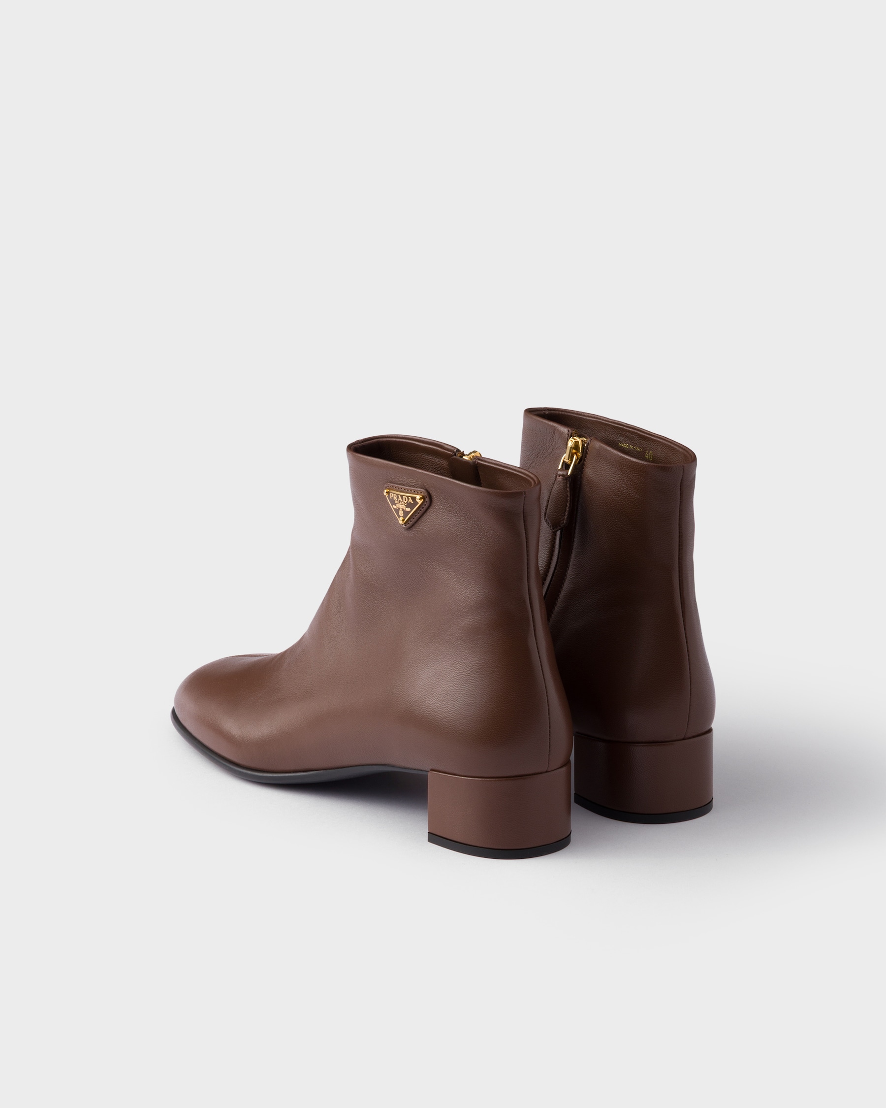 Cocoa Brown Nappa Leather Booties | PRADA - United States