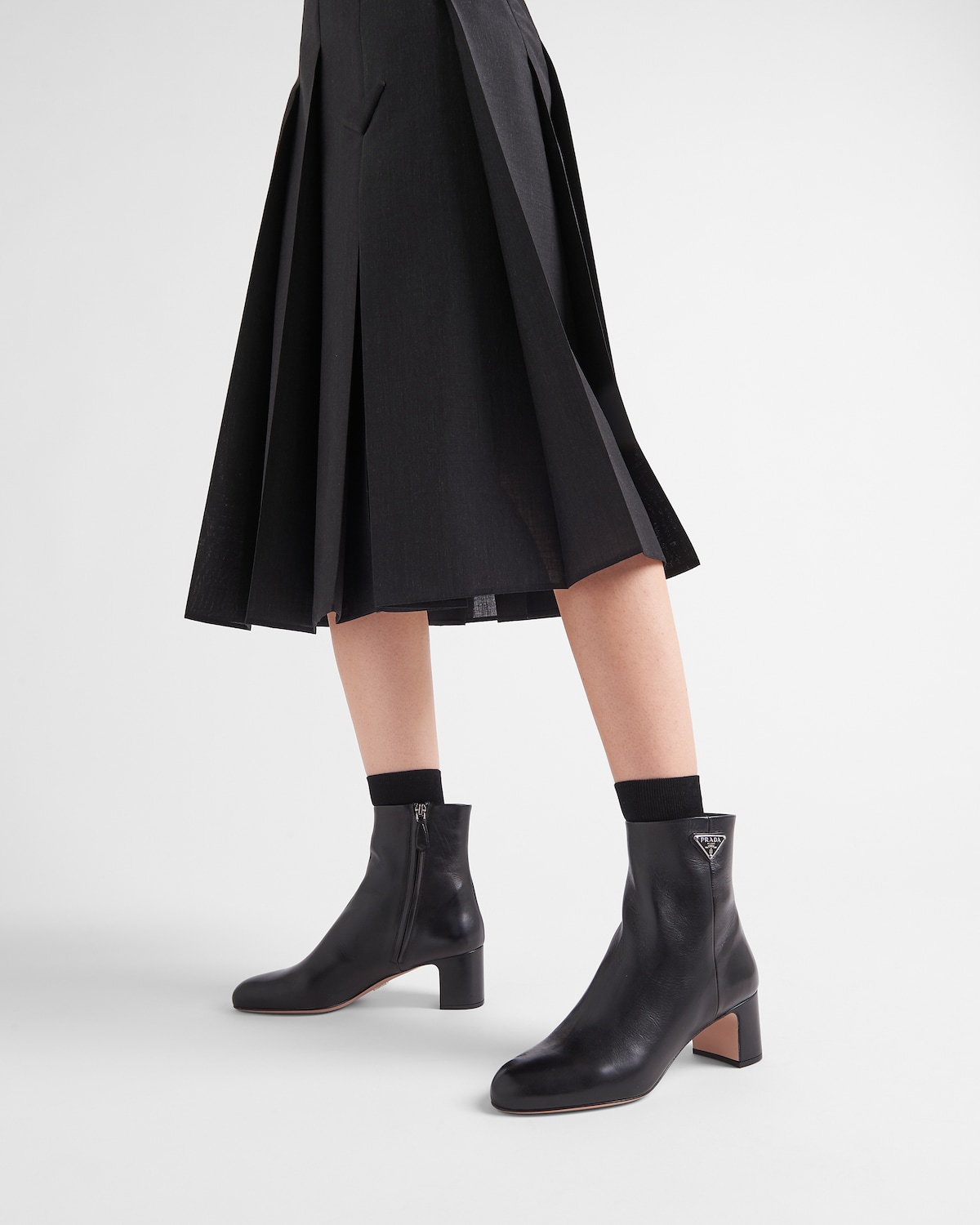 Black Leather Booties | PRADA