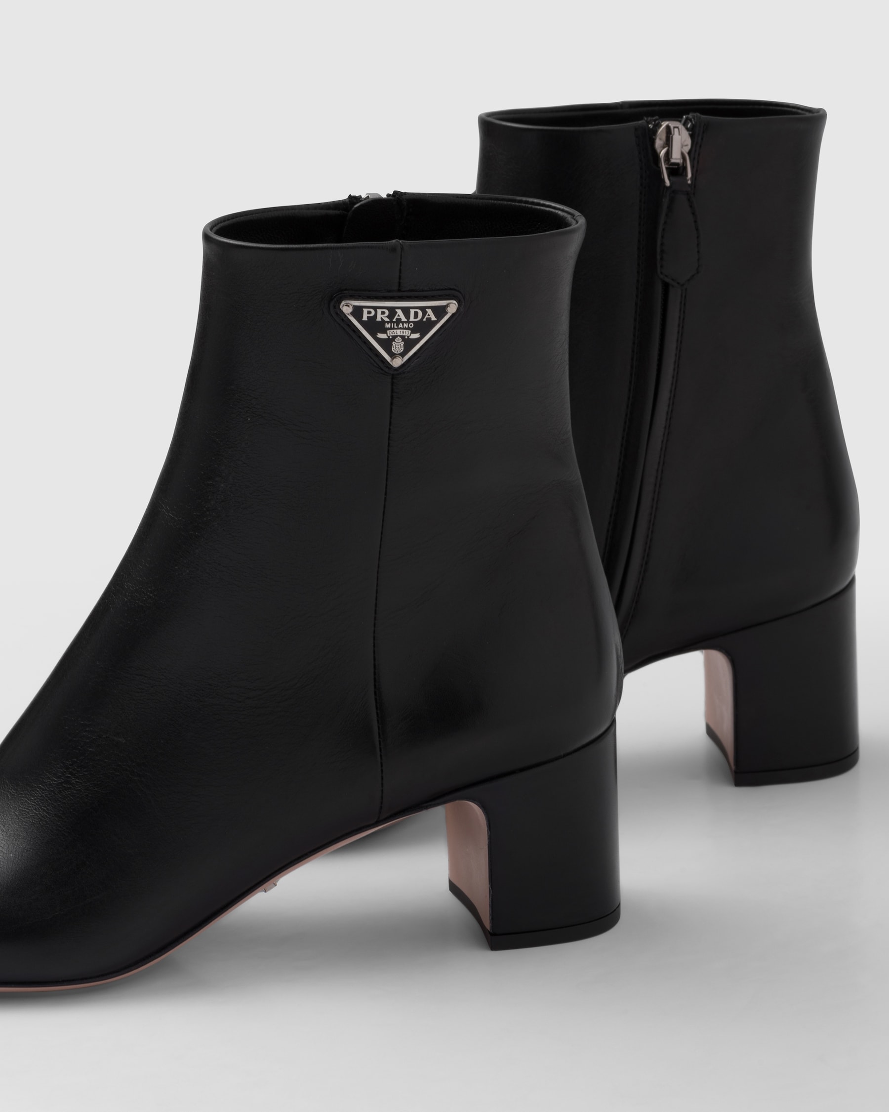 Black Leather Booties | PRADA
