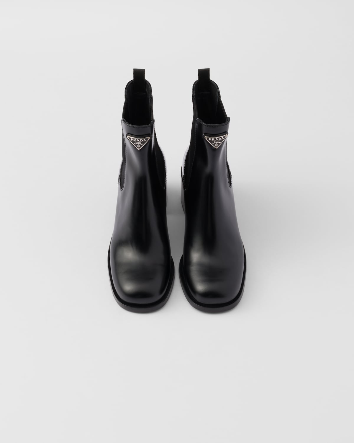 Black Brushed Leather Booties | PRADA