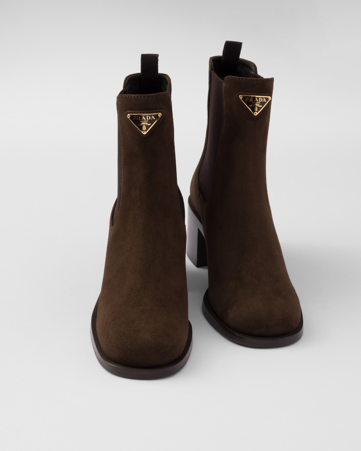 Dark Brown Suede Booties | PRADA