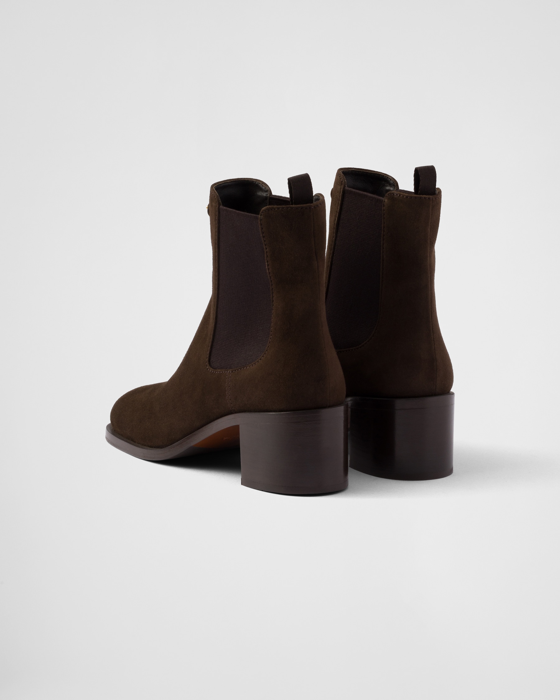 Dark Brown Suede Booties | PRADA