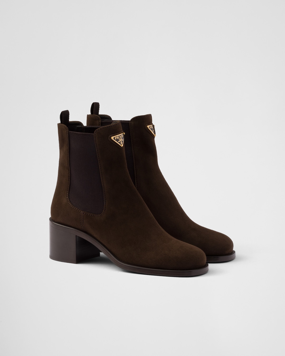 Dark Brown Suede Booties | PRADA