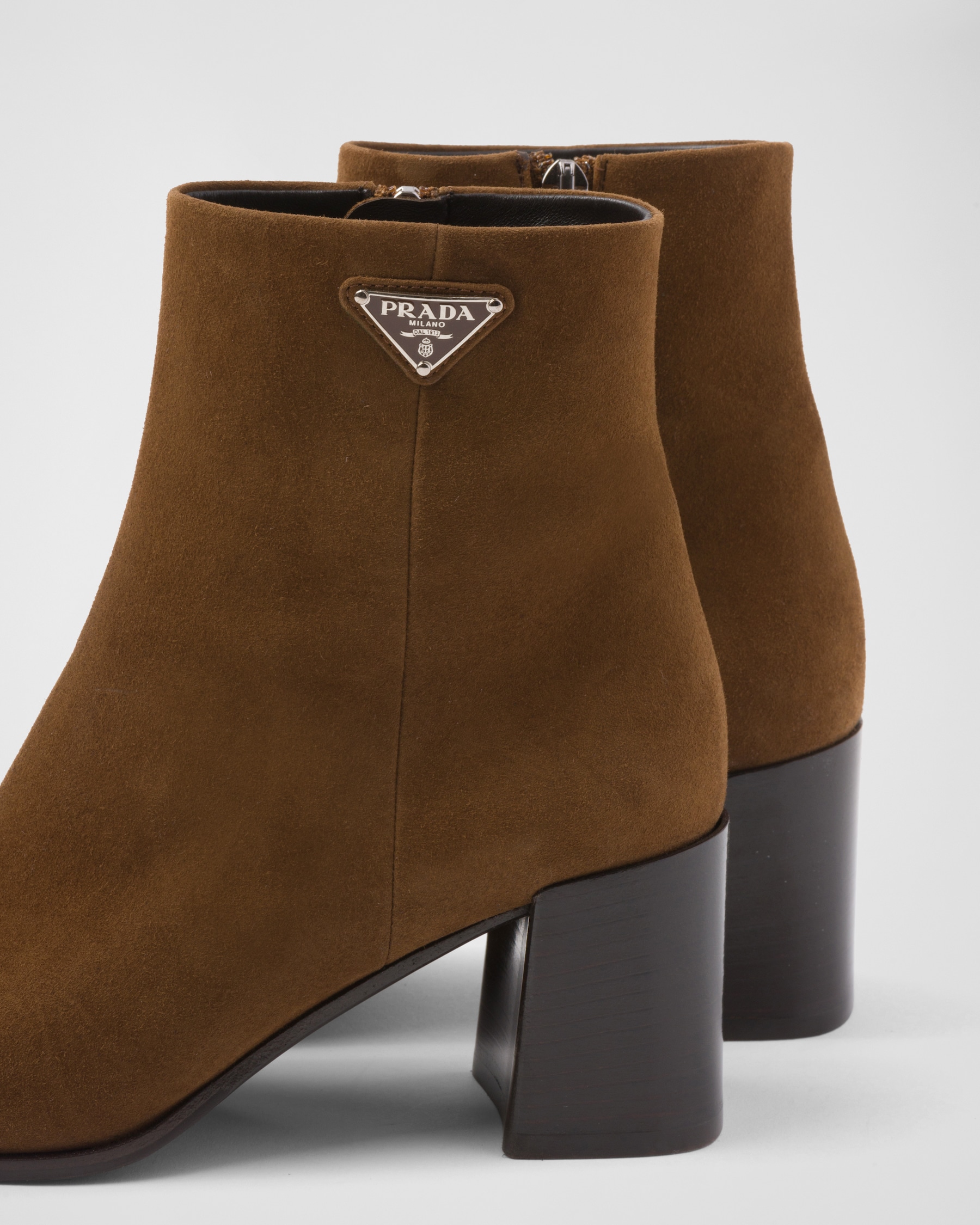 Light Brown Suede Booties | PRADA