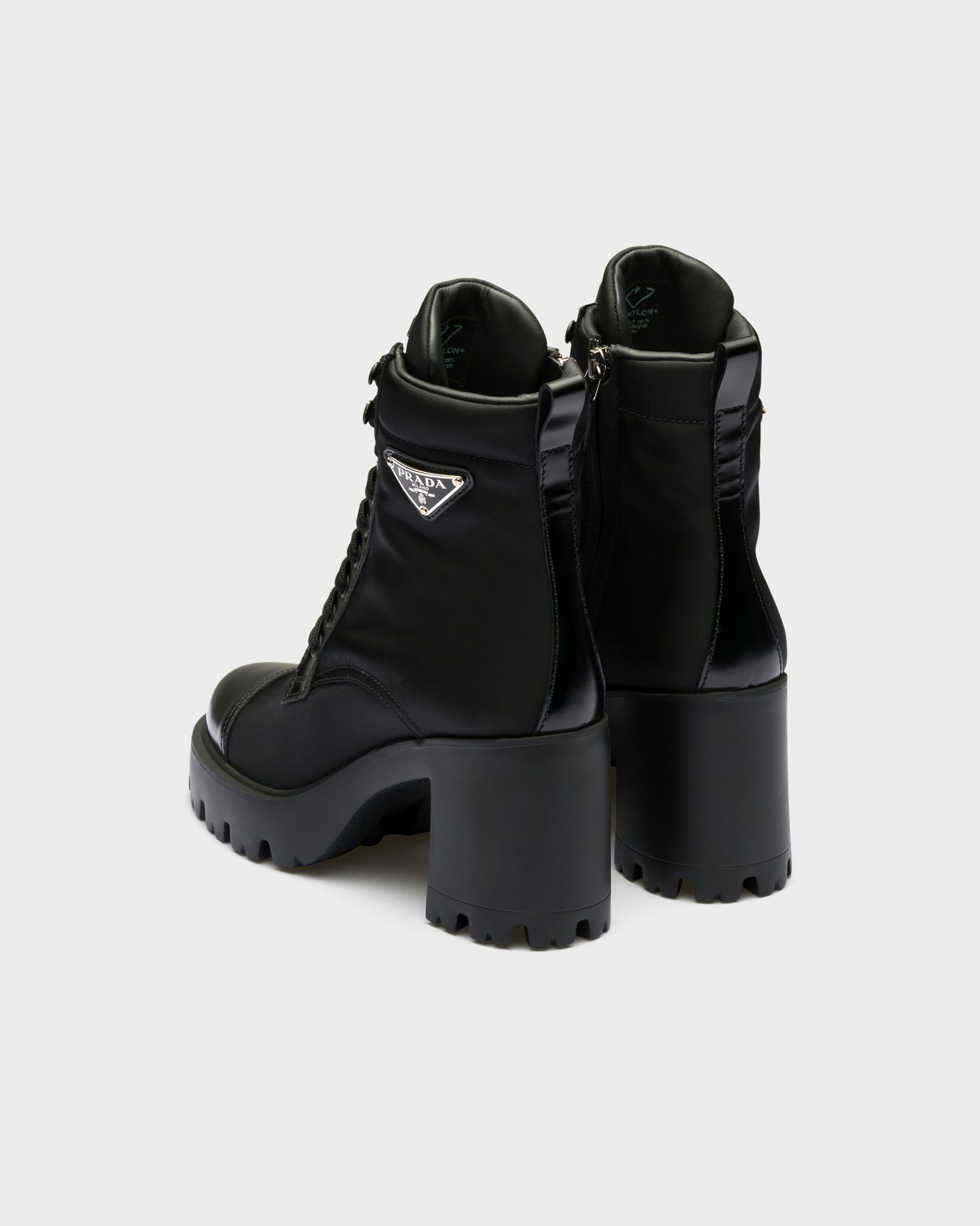Black Re-nylon And Leather Booties | PRADA