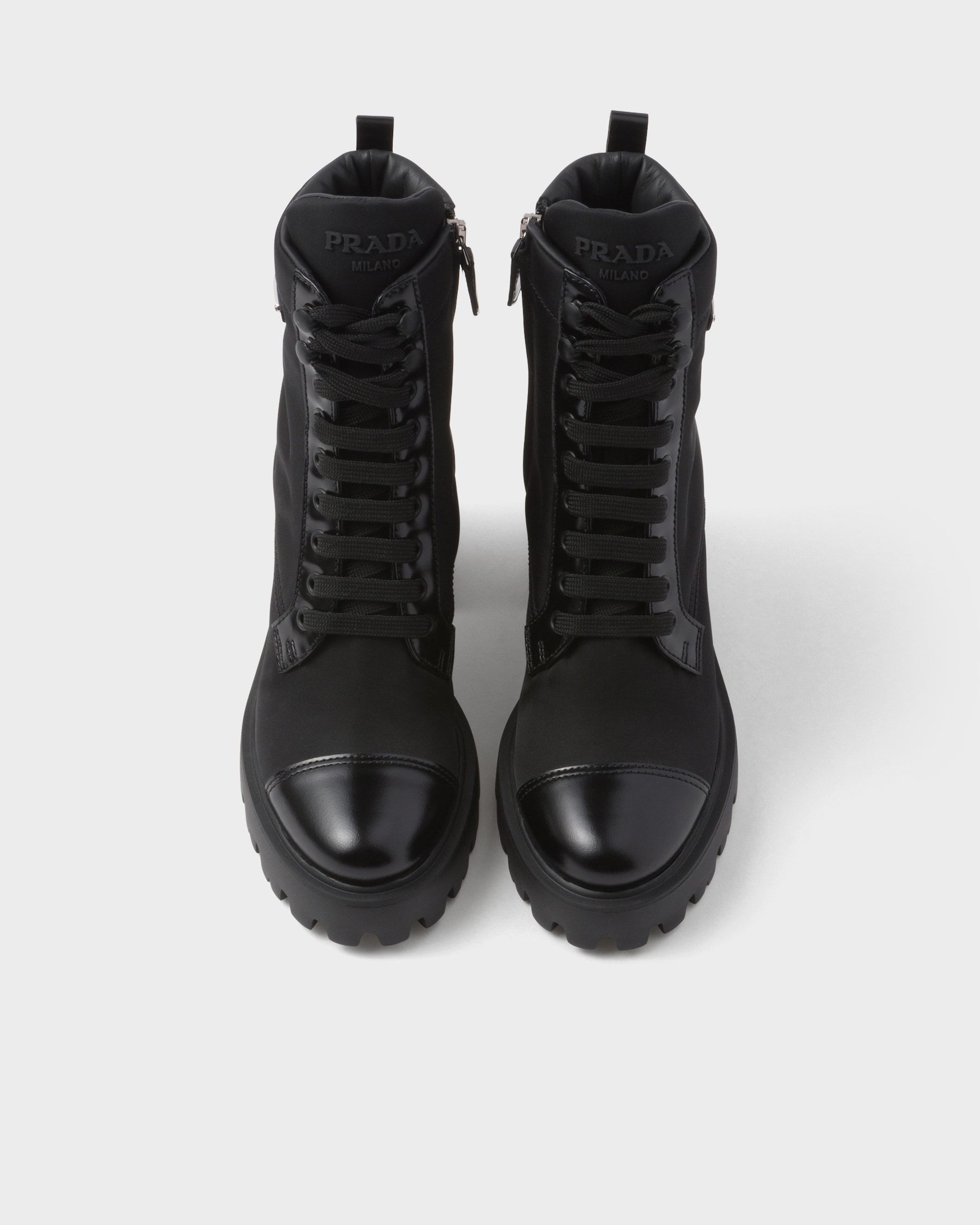 Black Re-nylon And Leather Booties | PRADA