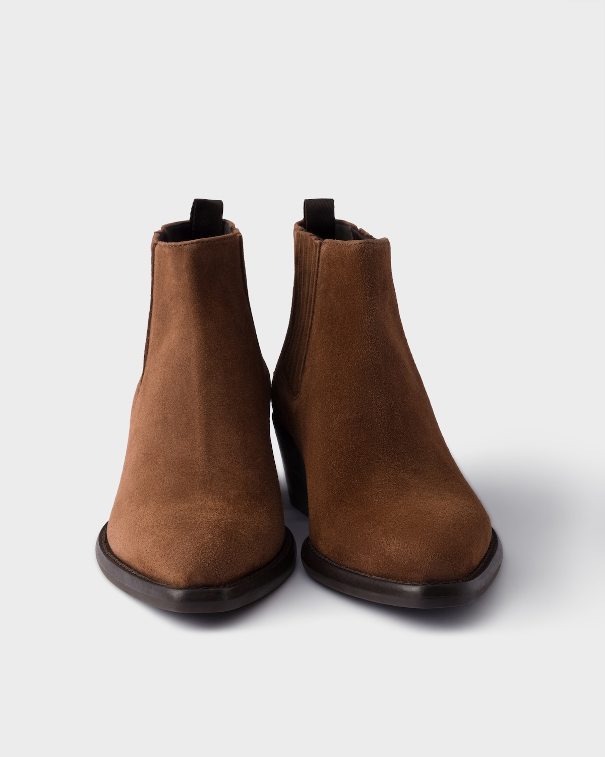 Cocoa Brown Suede Booties | PRADA - United States