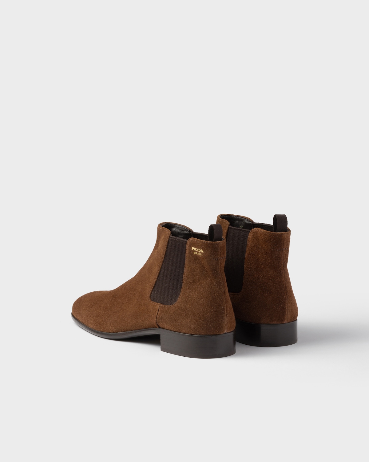 Cocoa Brown Suede Booties | PRADA