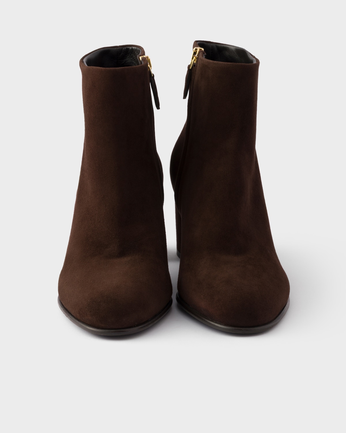 Dark Brown Suede Booties | PRADA
