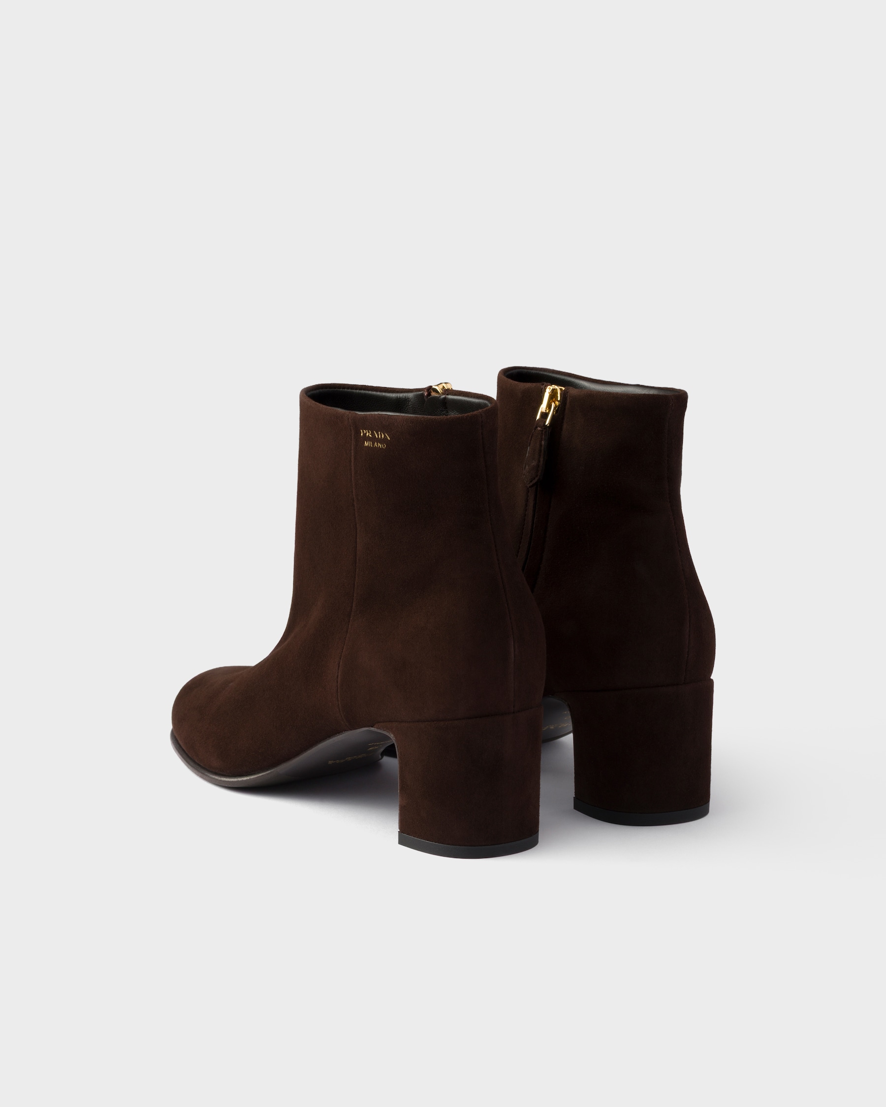 Dark Brown Suede Booties | PRADA