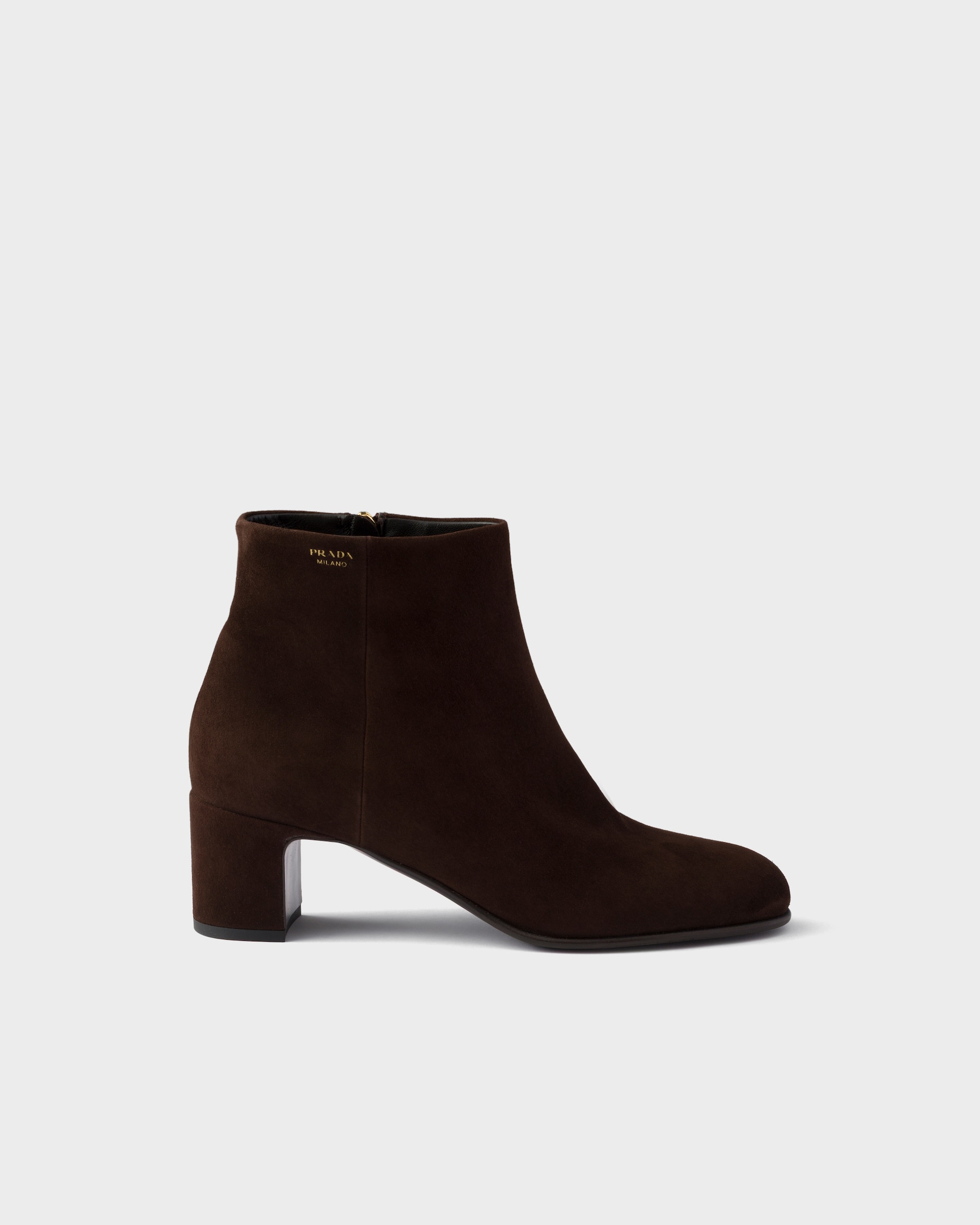 Dark Brown Suede Booties | PRADA