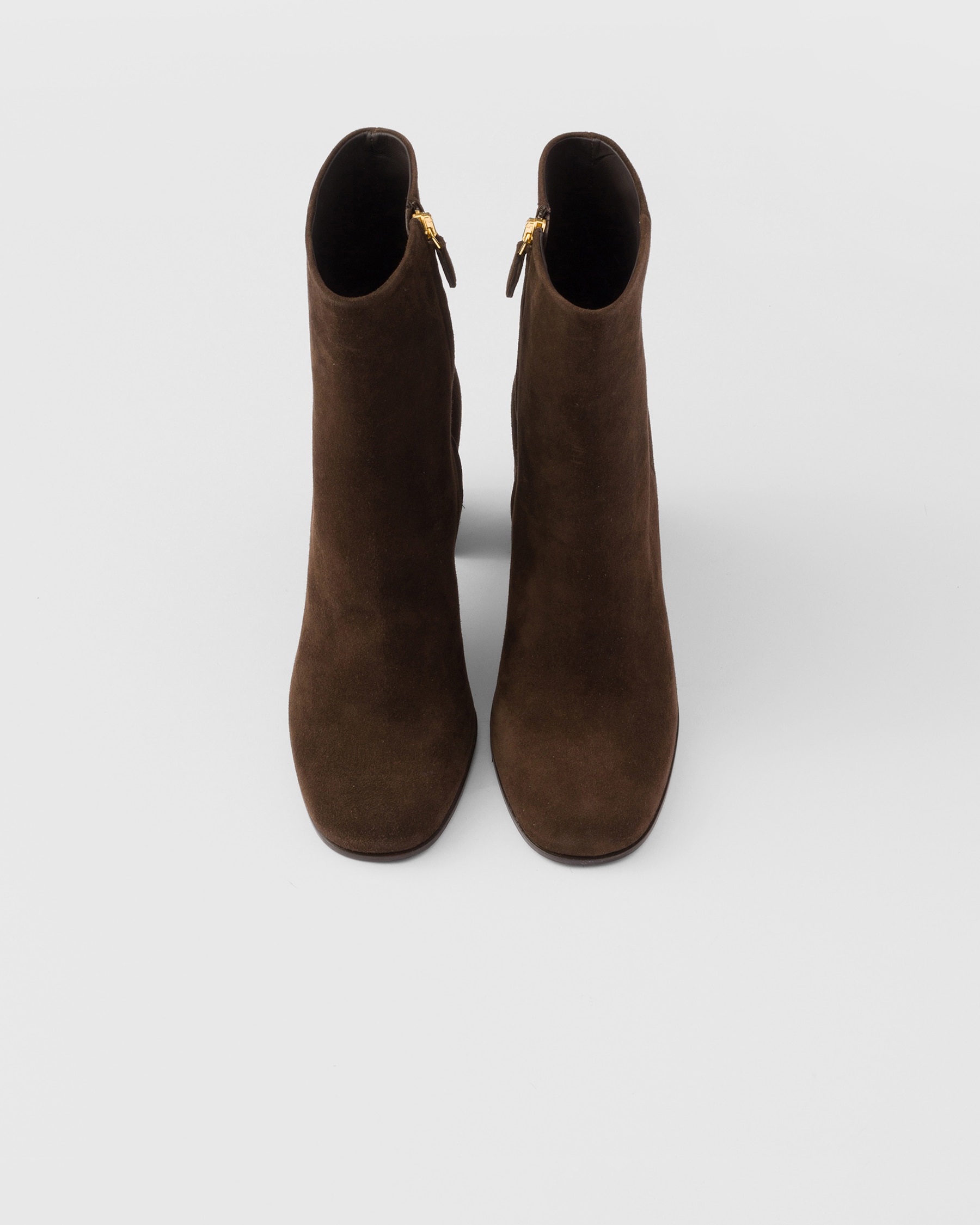 Dark Brown Suede Booties | PRADA - United States