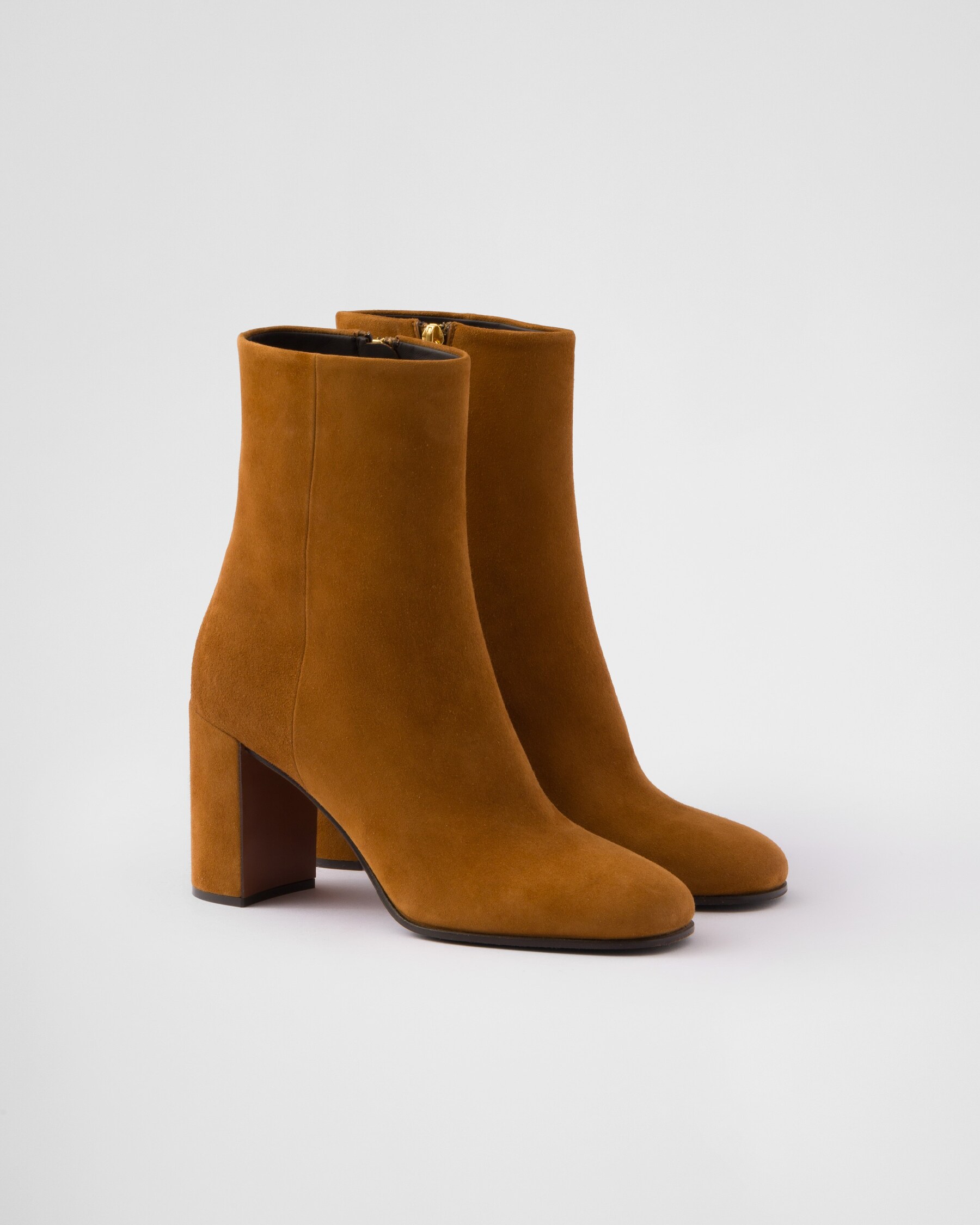 Cognac Suede Booties | PRADA