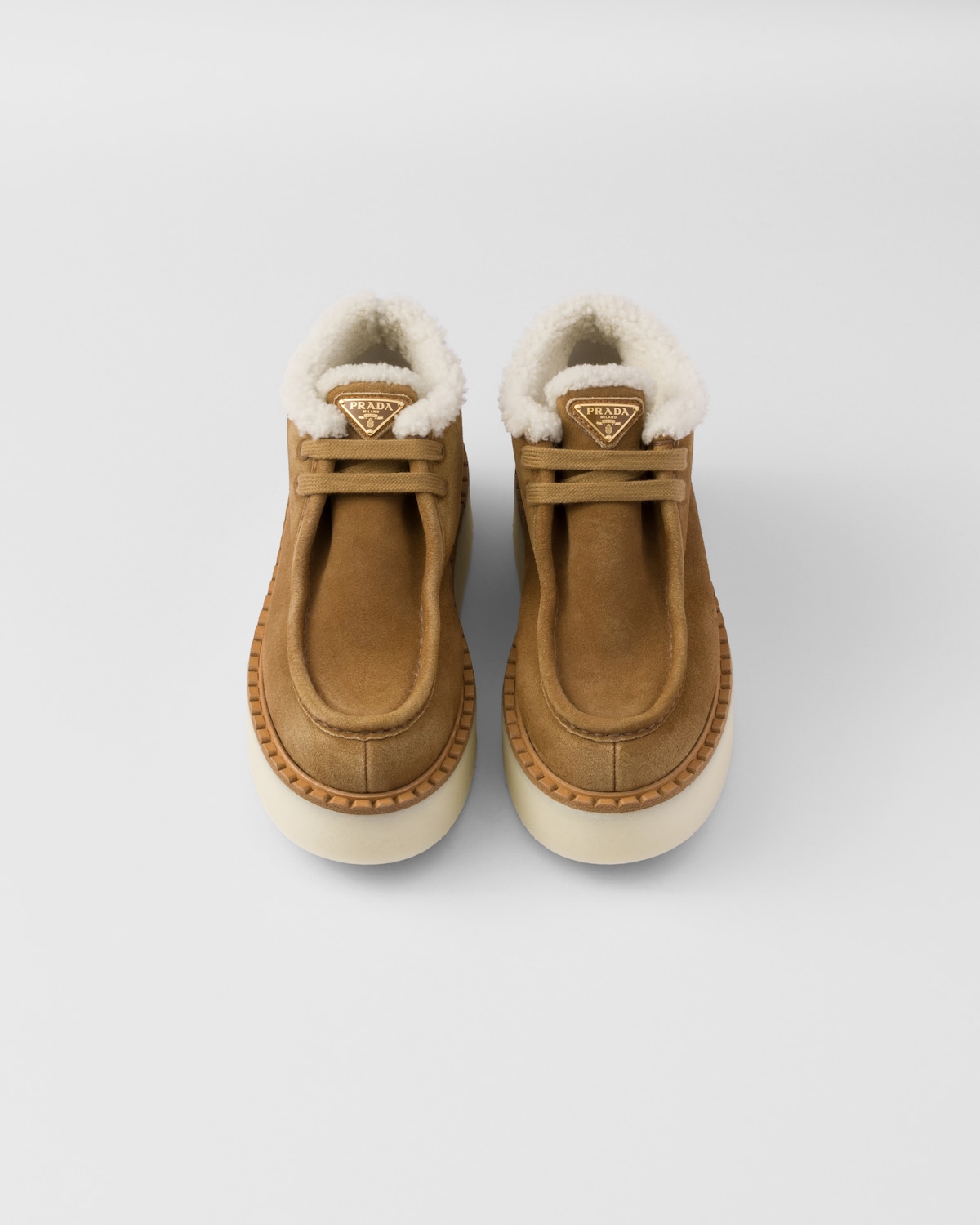 Cinnamon Suede Chukka Boots | PRADA