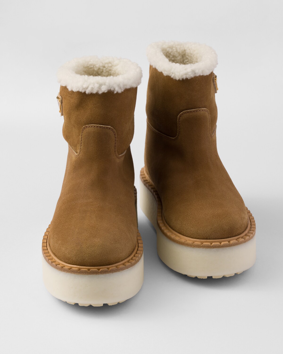 Cinnamon Suede Booties | PRADA