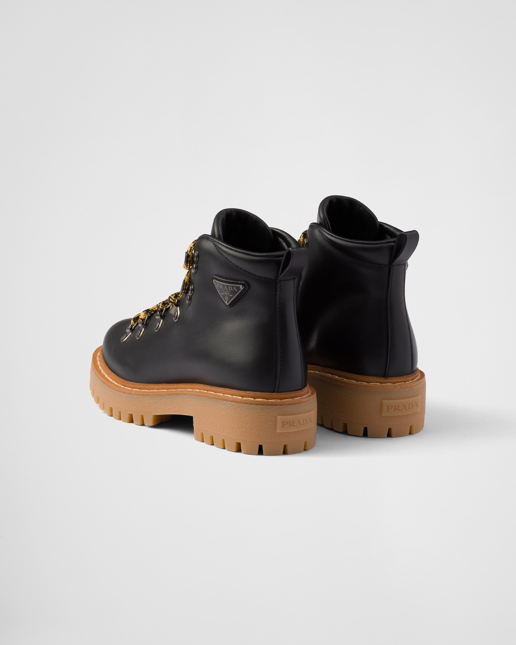Black Leather Laced Booties | PRADA