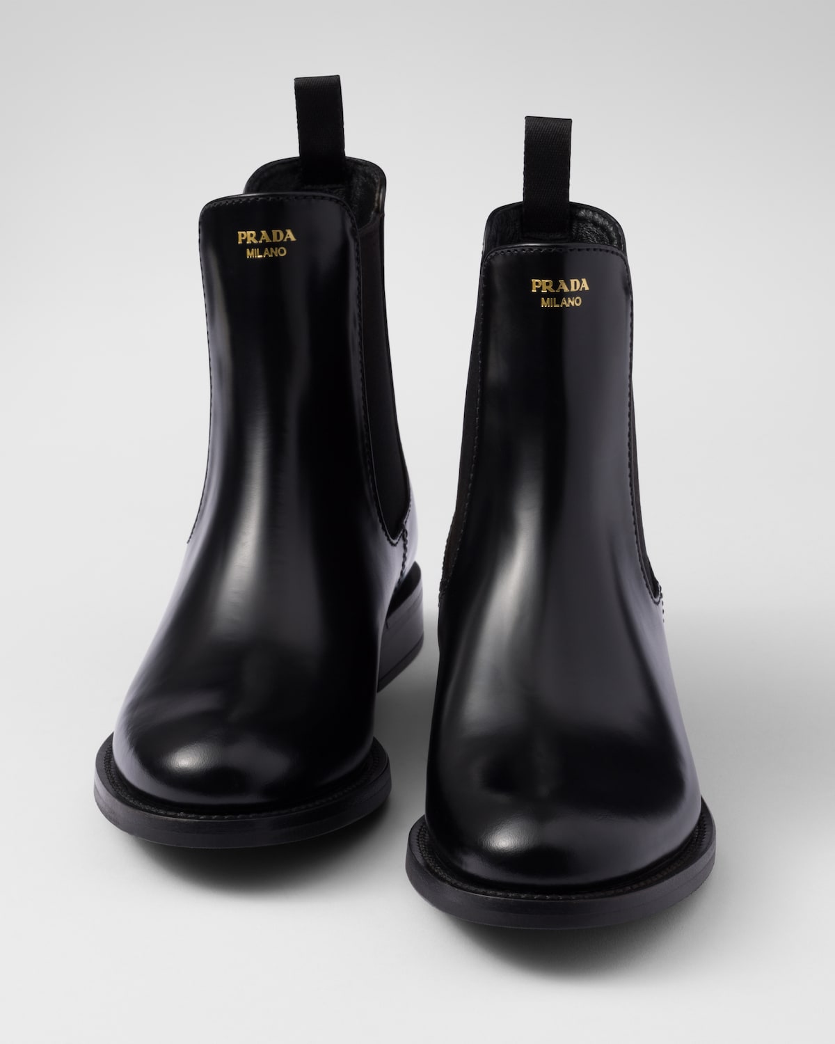 Black Brushed Leather Ankle Boots | PRADA