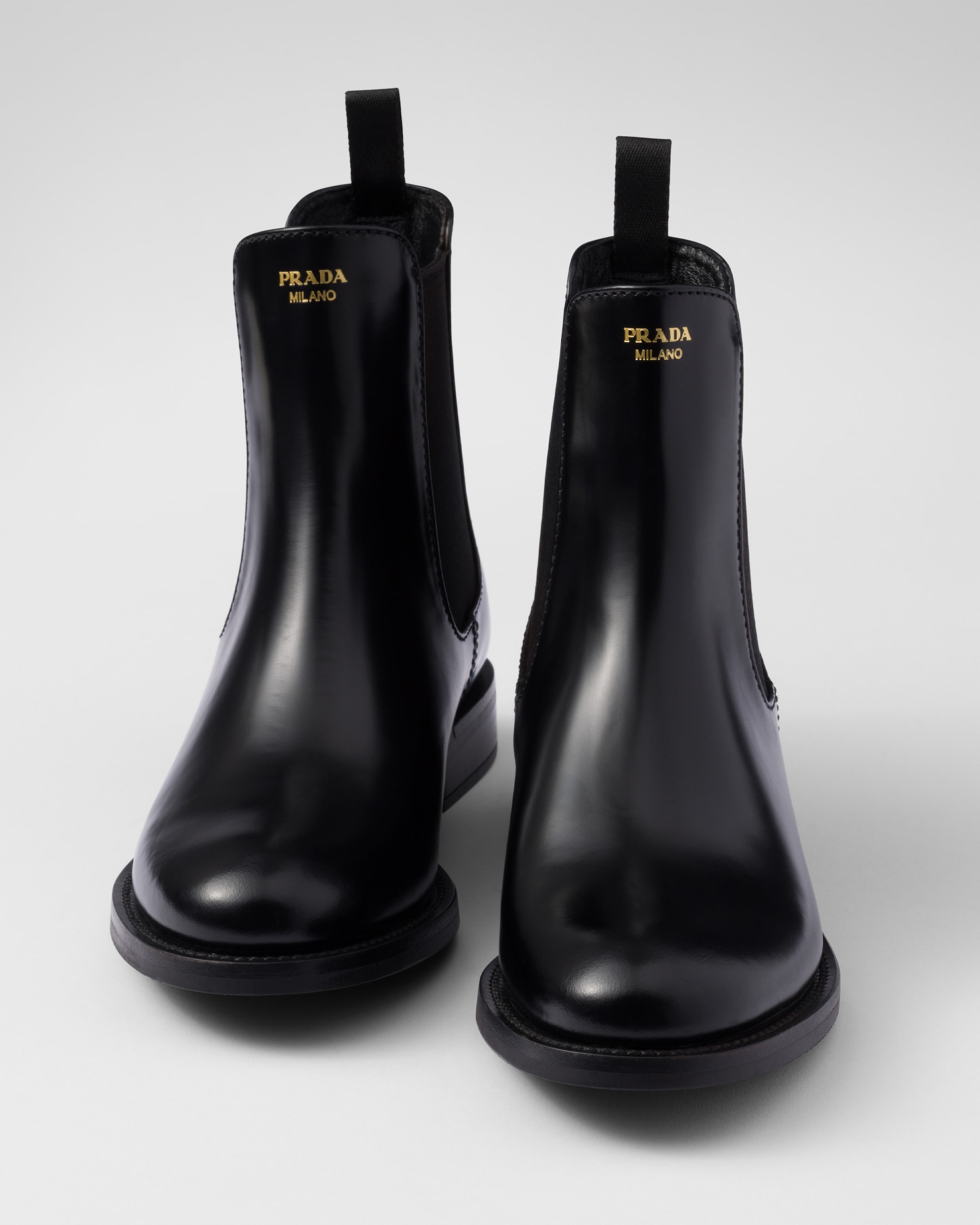 Black Brushed Leather Ankle Boots | PRADA
