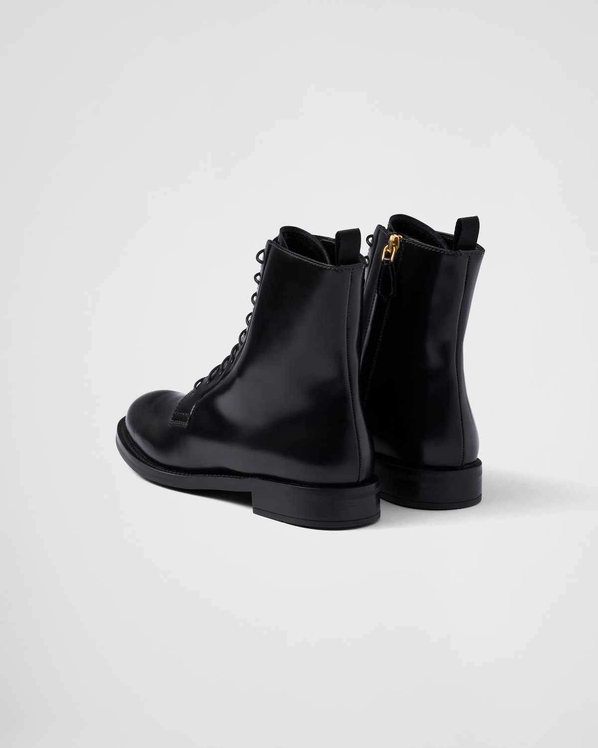 Black Brushed Leather Ankle Boots | PRADA