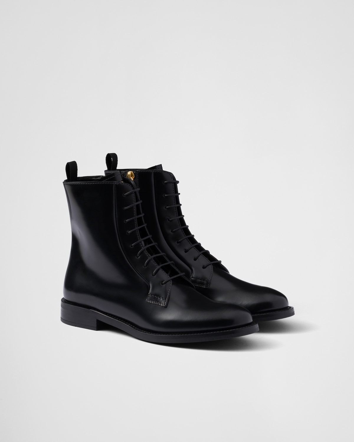 Black Brushed Leather Ankle Boots | PRADA