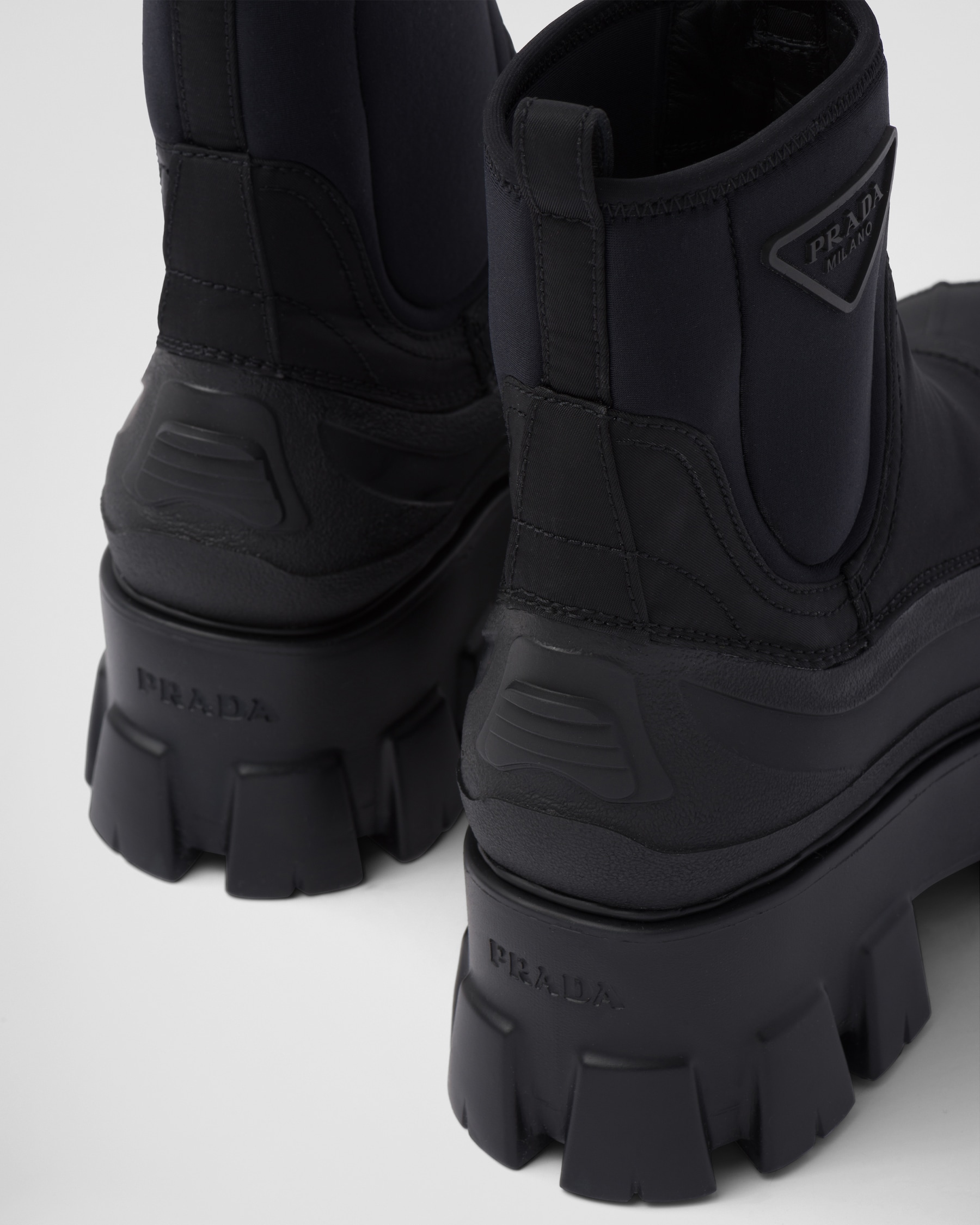 Black Monolith Nylon Gabardine Boots | PRADA