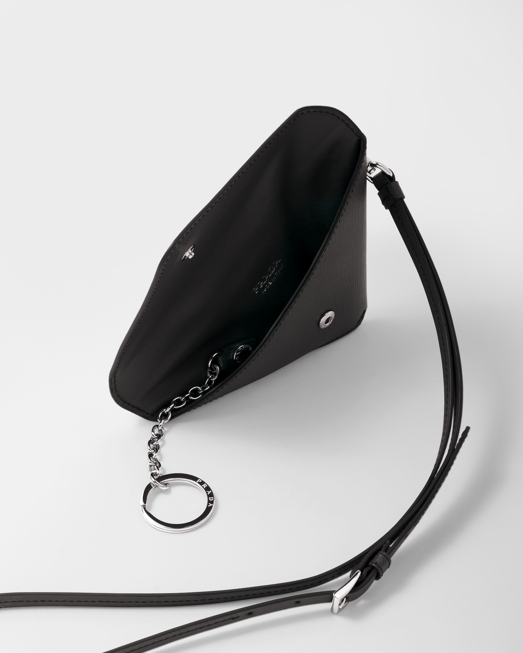 Black Saffiano Leather Keychain Trick | PRADA