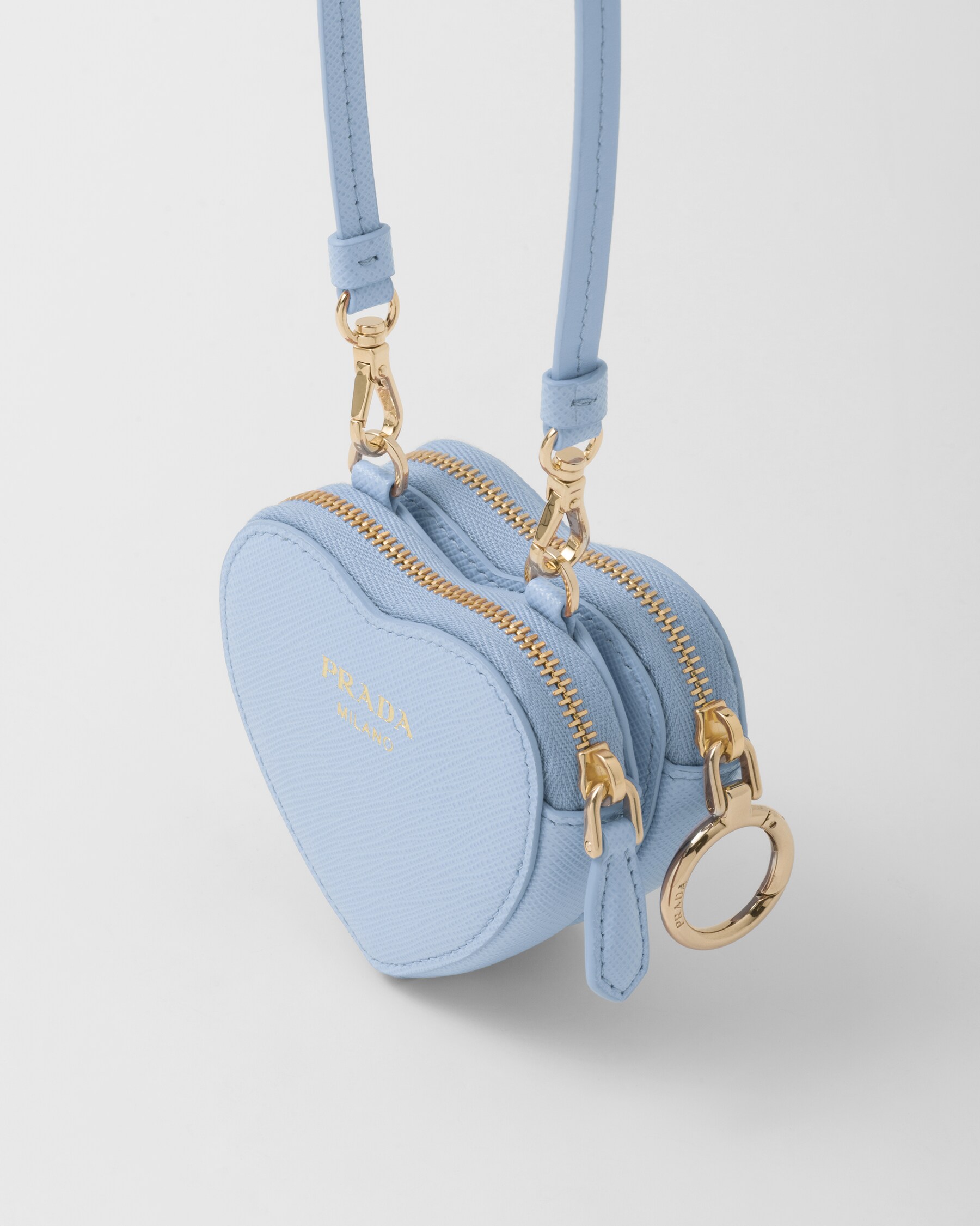 Light Blue Saffiano Leather Mini Pouch | PRADA
