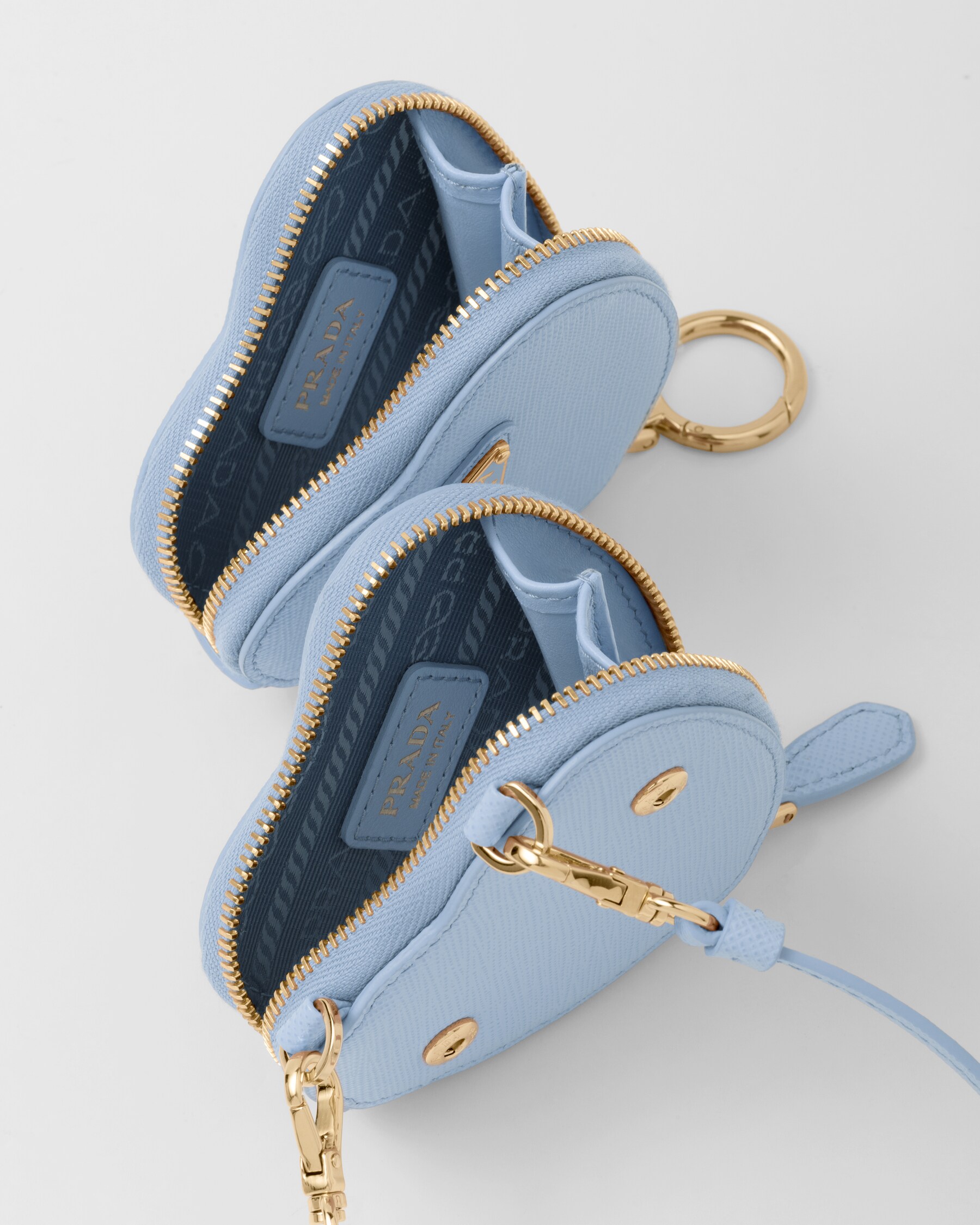 Light Blue Saffiano Leather Mini Pouch | PRADA