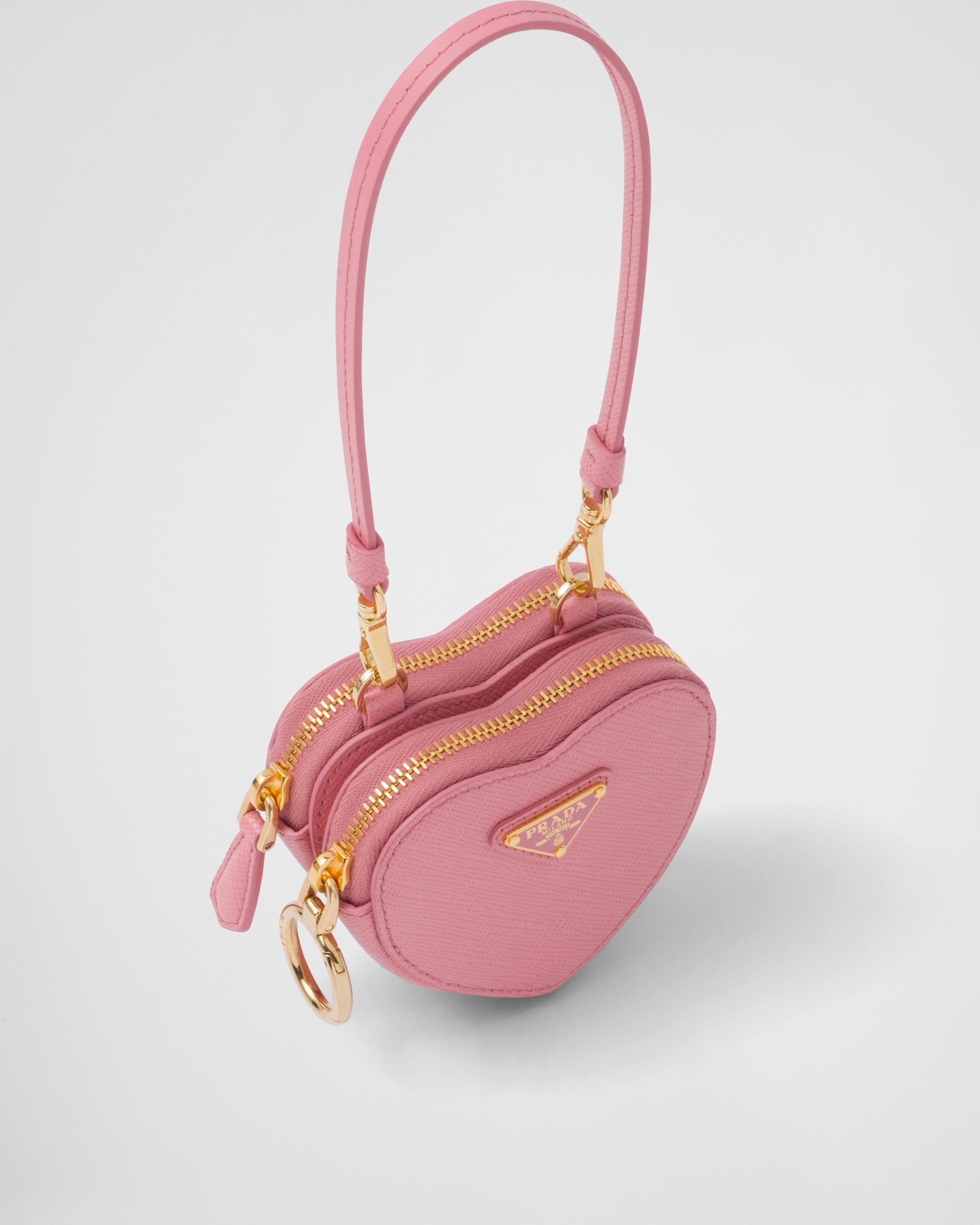 Petal Pink Saffiano Leather Mini Pouch | PRADA