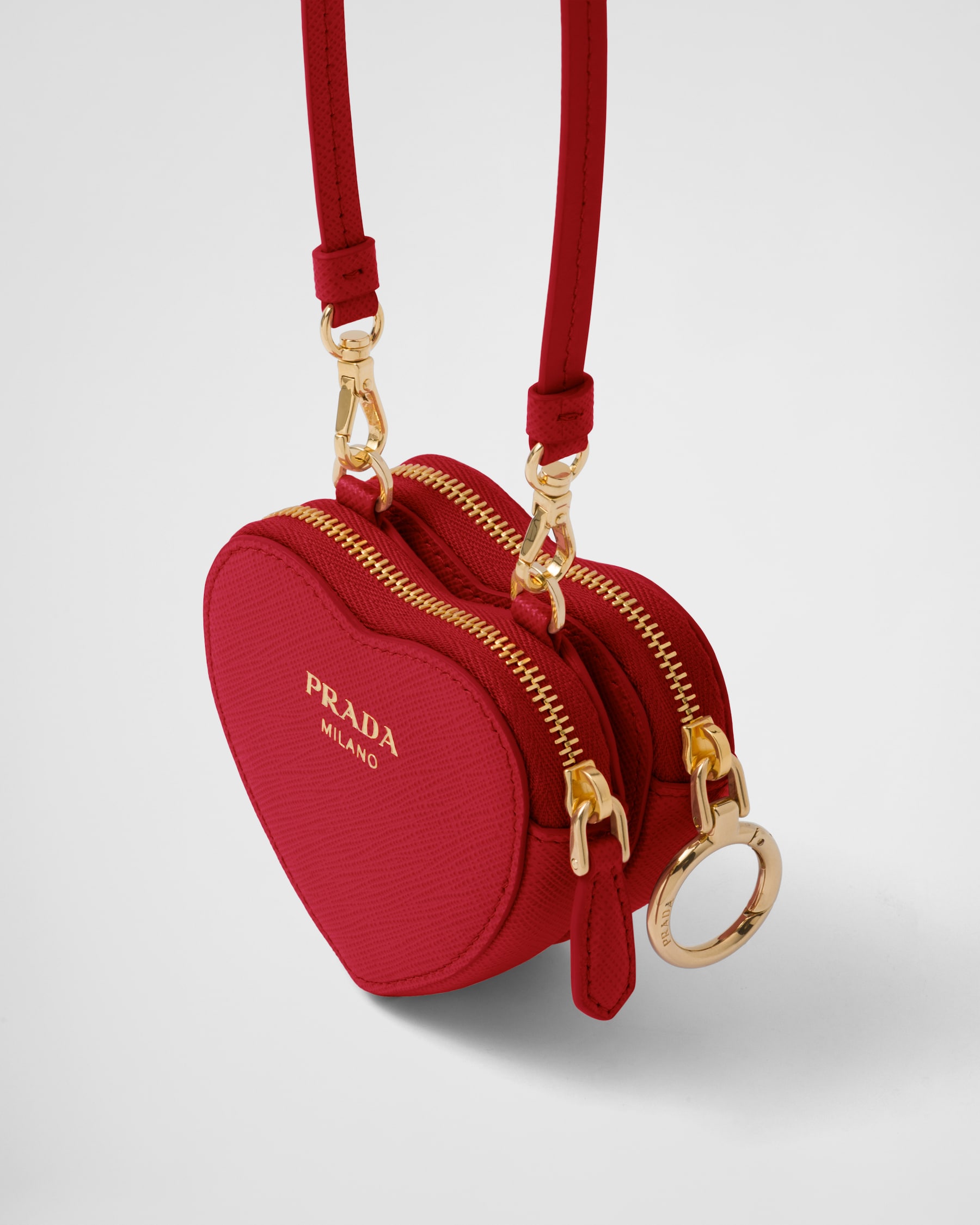 Fiery Red Saffiano Leather Mini Pouch | PRADA