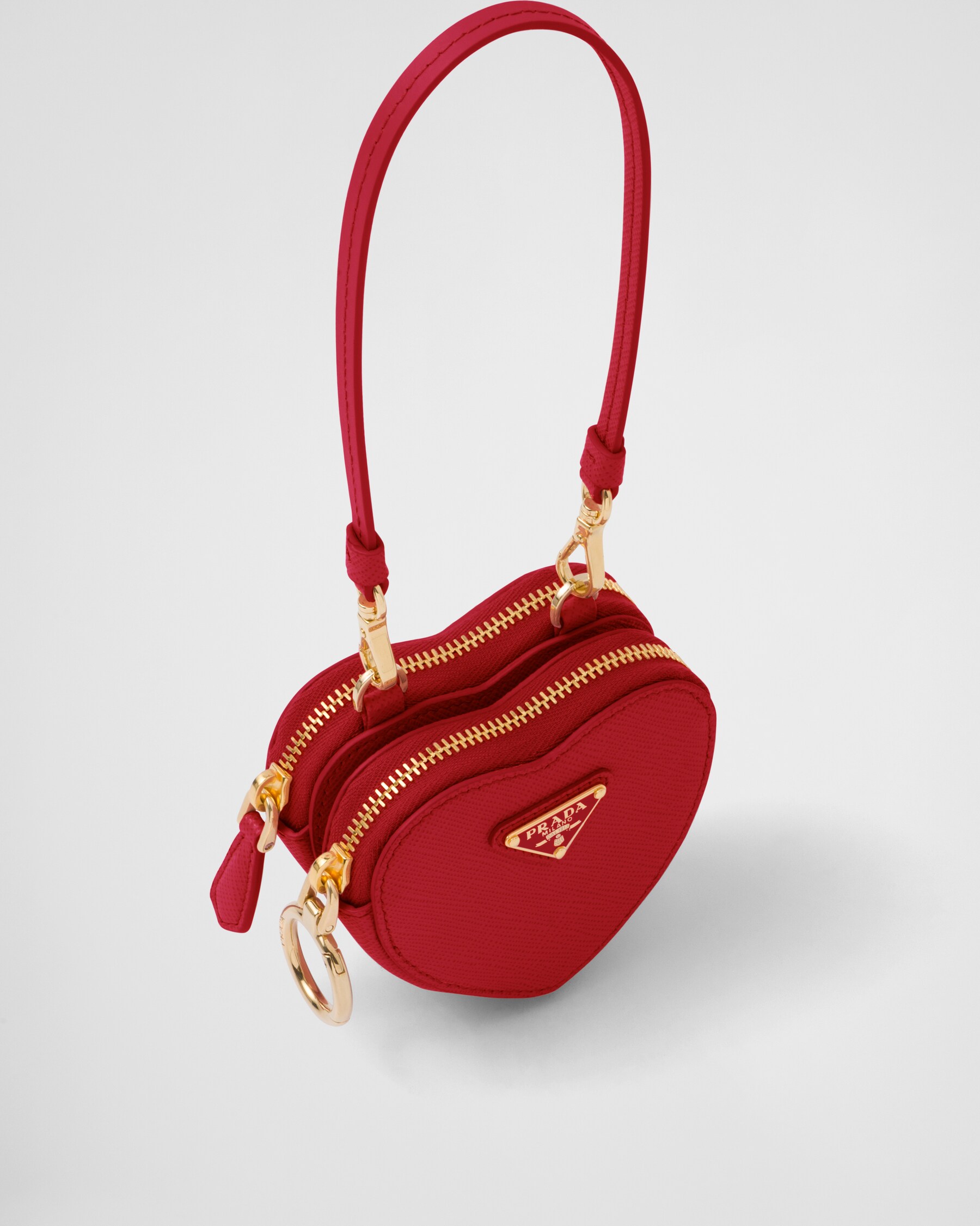 Fiery Red Saffiano Leather Mini Pouch | PRADA