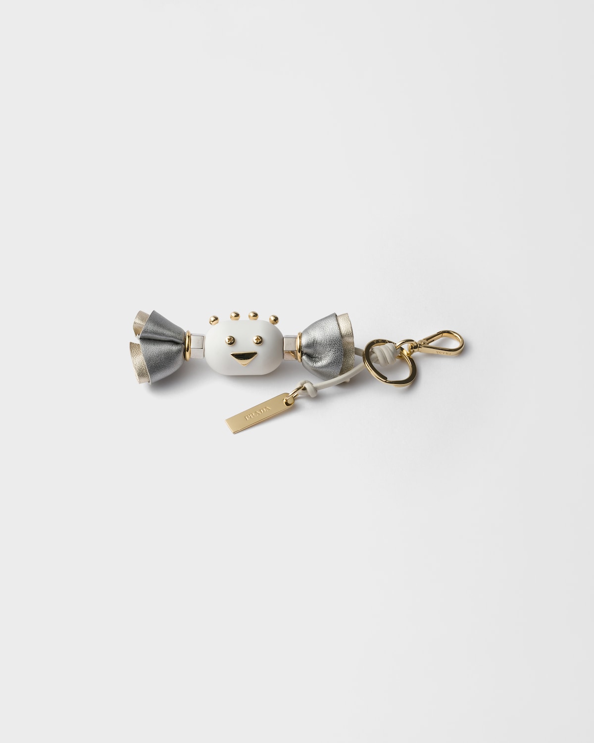 Chrome Candy Plexiglas And Leather Key Ring Charm | PRADA - United States