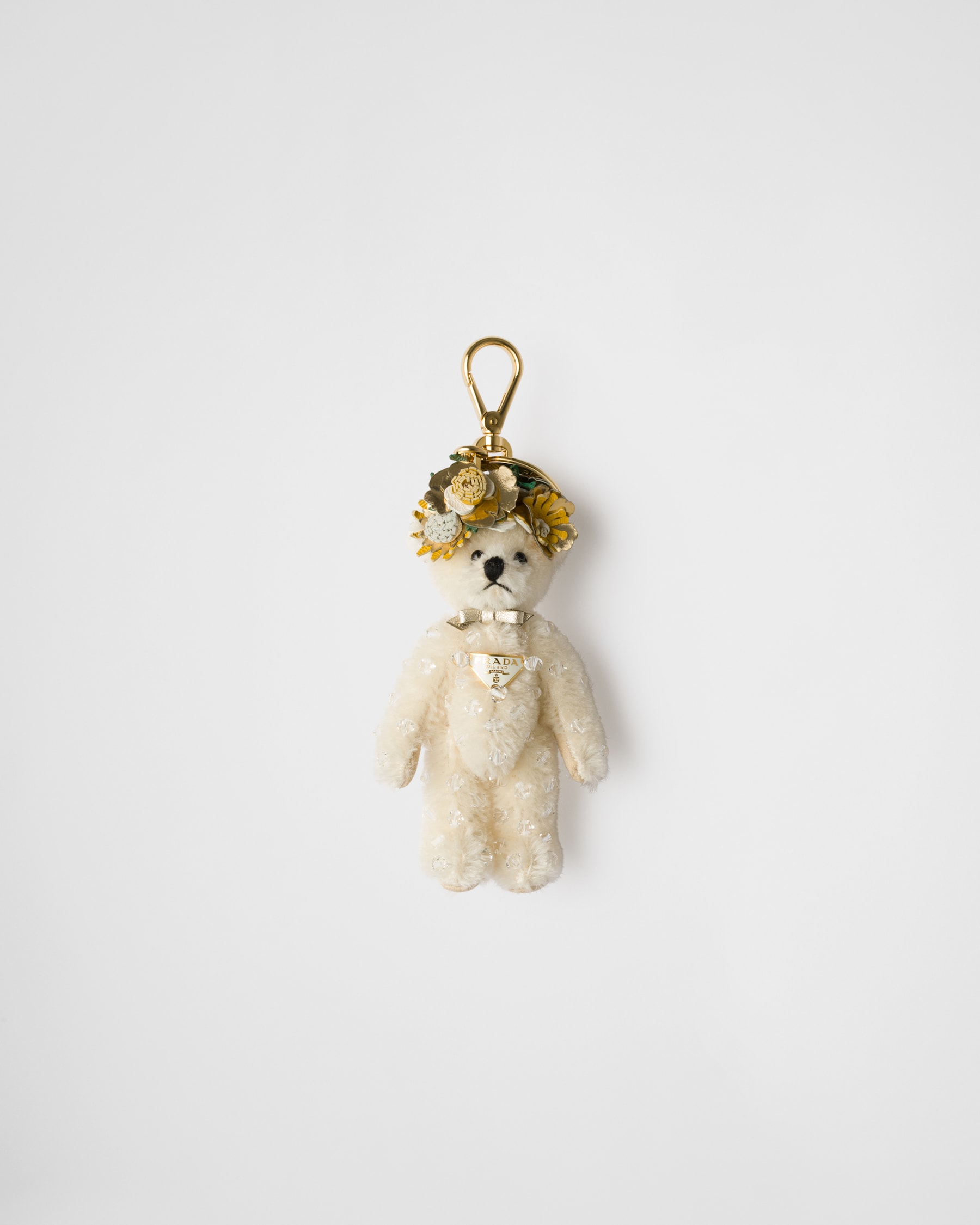 White Teddy Keychain Charm | PRADA