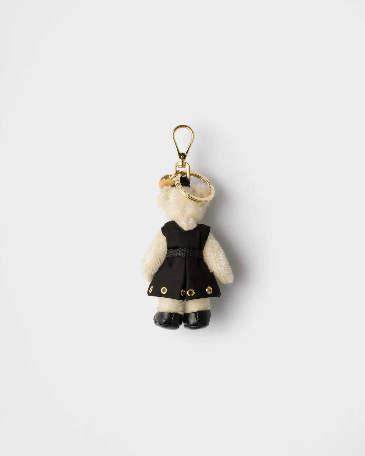 White Teddy Bag Charm With Metal Ring | PRADA