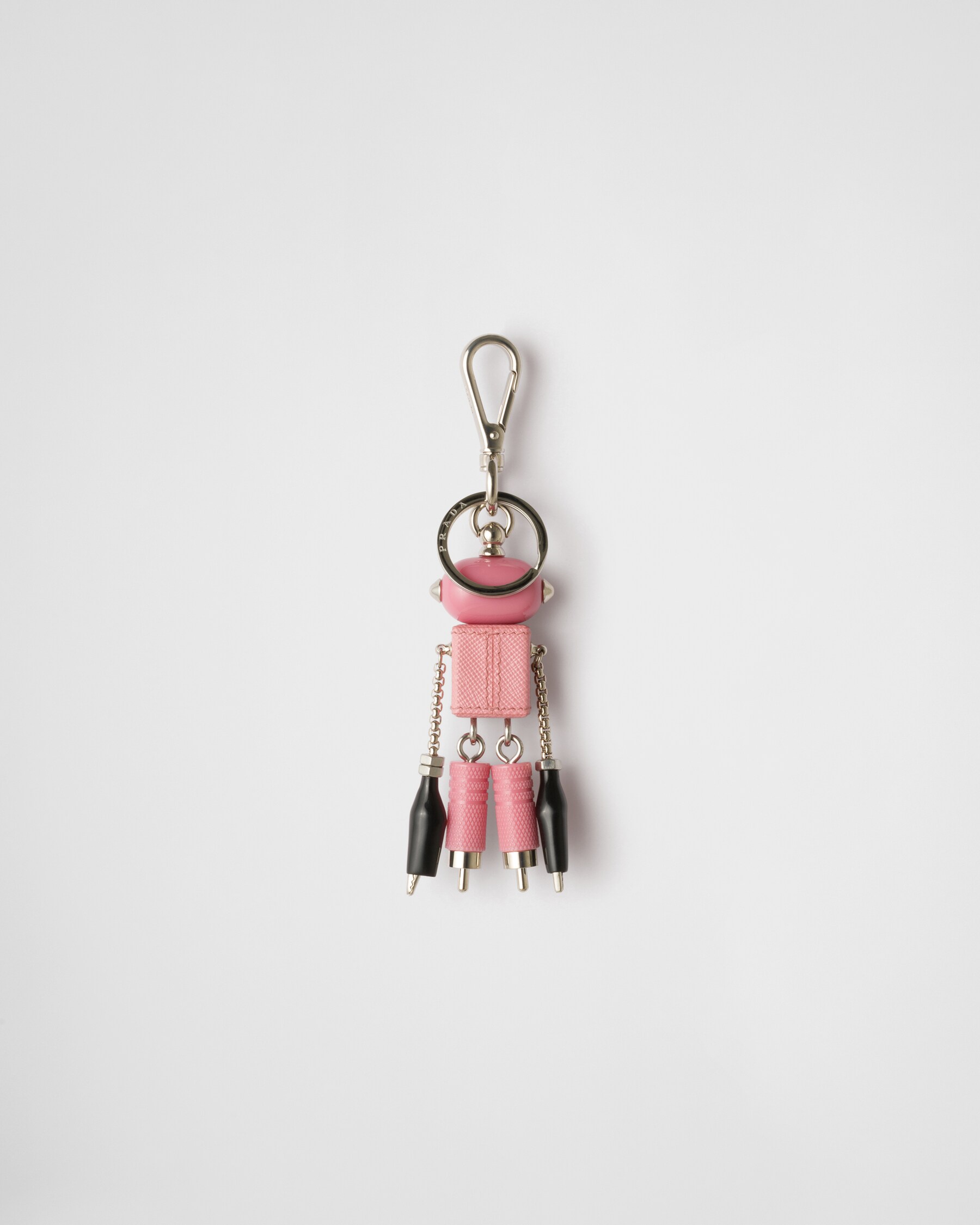 Petal Pink Saffiano Leather Robot Keychain Trick | PRADA