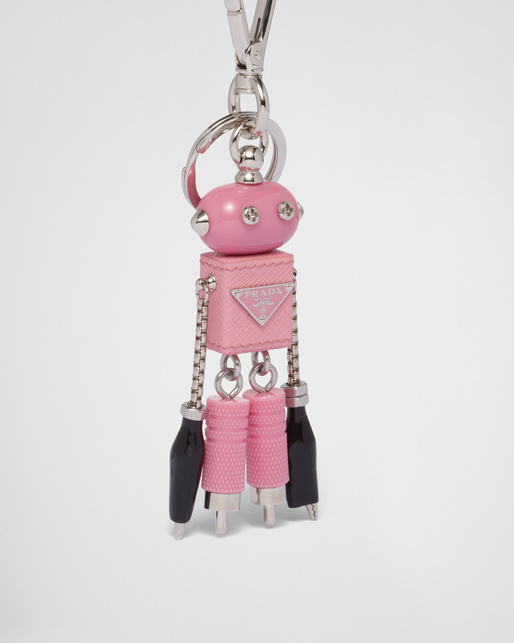 Petal Pink Saffiano Leather Robot Keychain Trick | PRADA