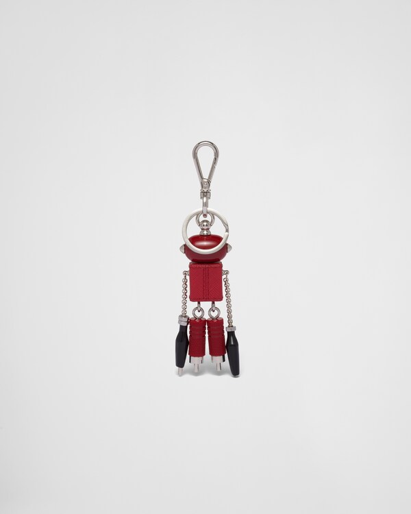 Fiery Red Saffiano Leather Robot Keychain Trick | PRADA