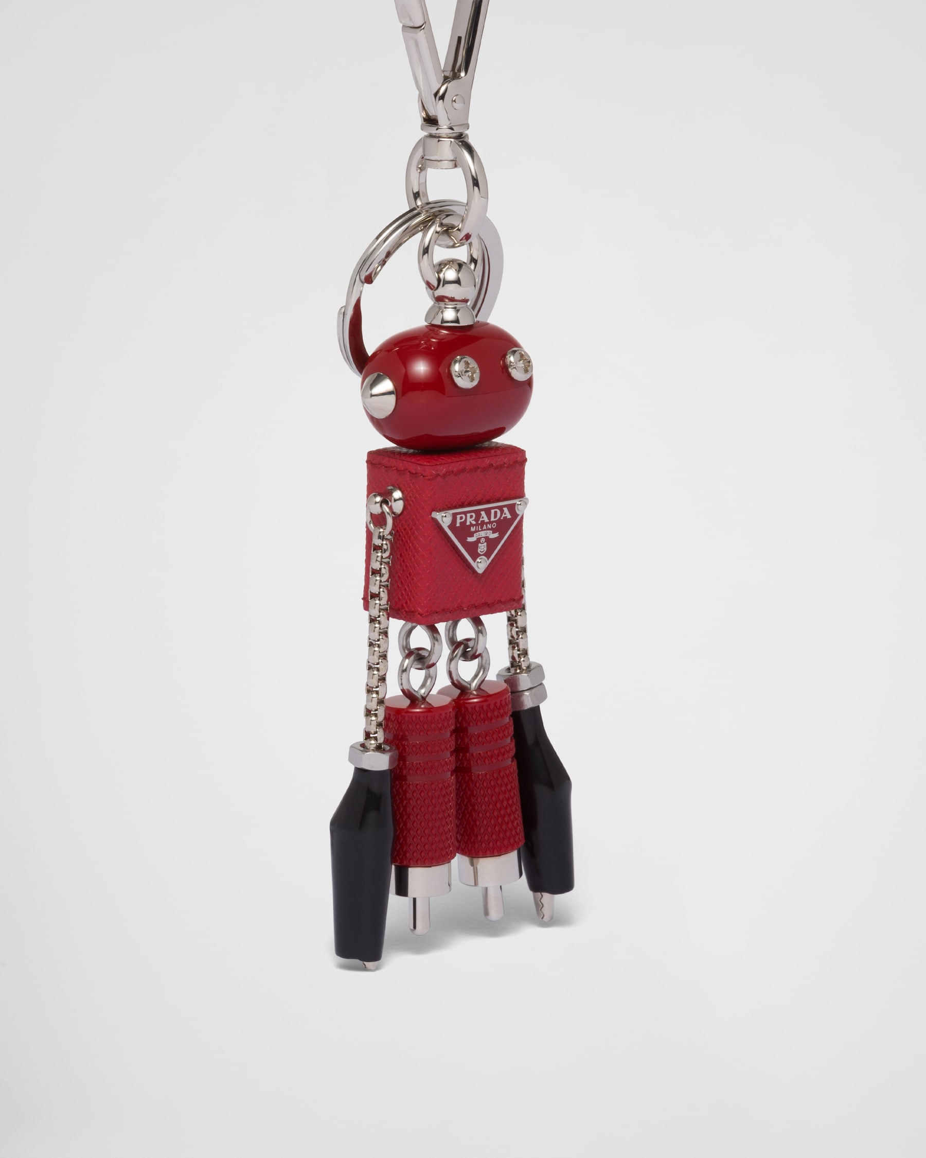 Fiery Red Saffiano Leather Robot Keychain Trick | PRADA