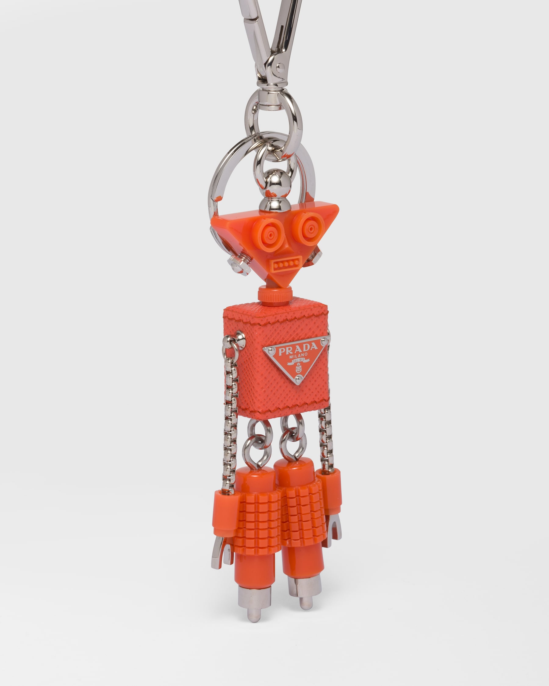 Orange Saffiano Leather Robot Keychain Trick | PRADA