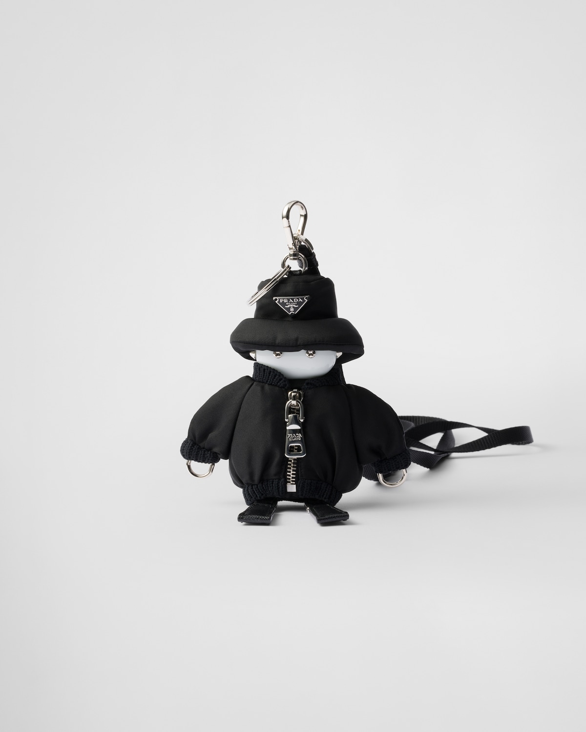 Black Soft Robot Re-nylon Bag Charm With Shoulder Strap | PRADA