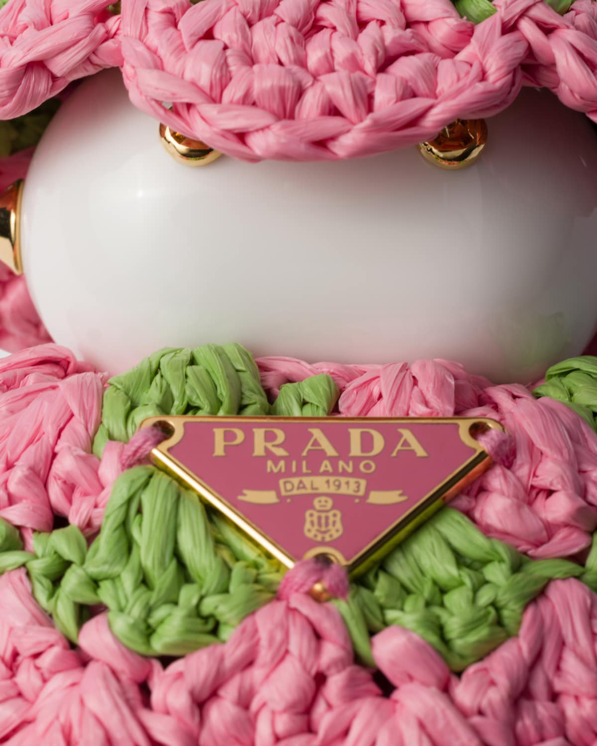 Petal Pink/lawn Green Soft Robot Crochet Bag Pendant | PRADA