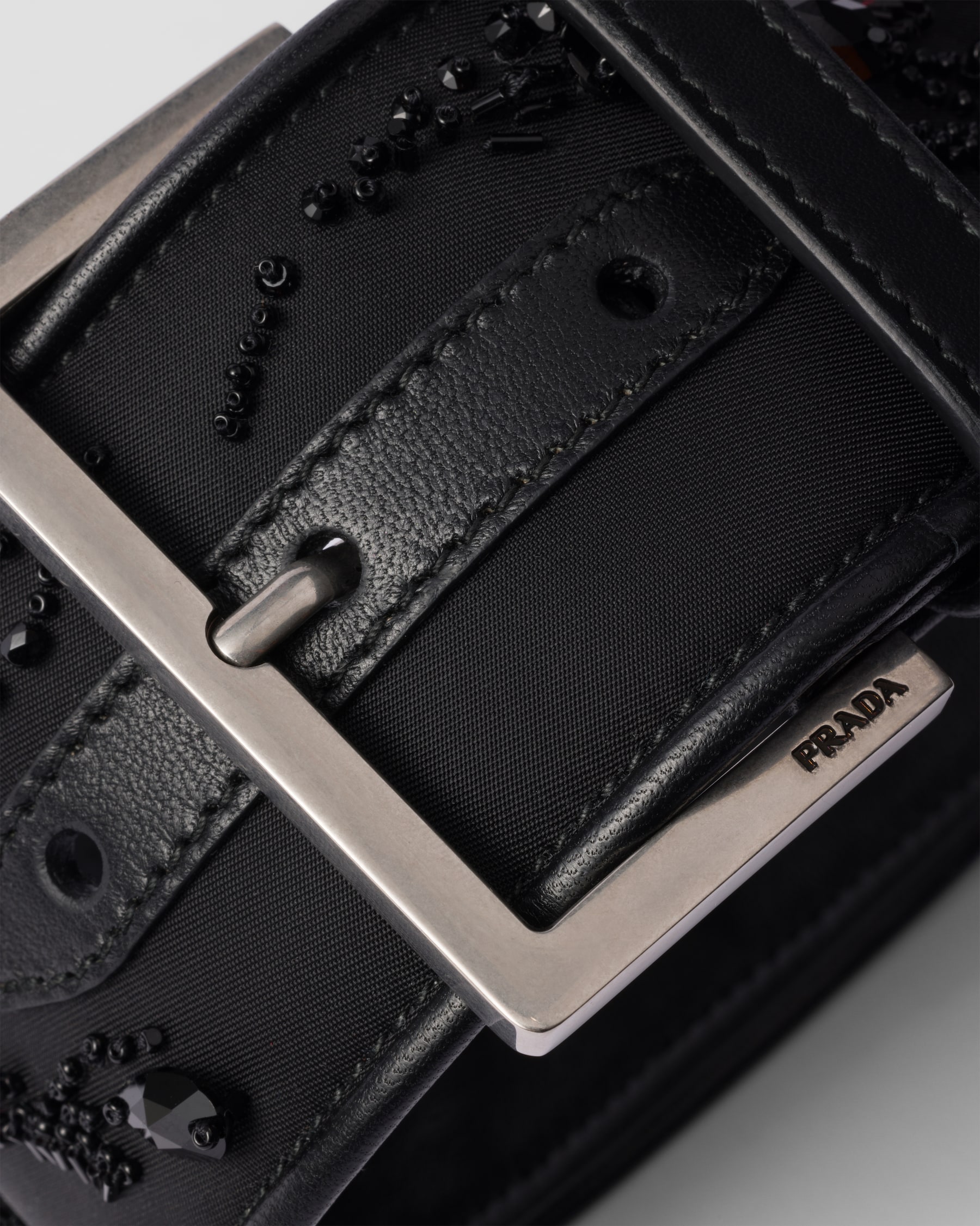 Black Re-nylon And Leather Wrist Strap | PRADA