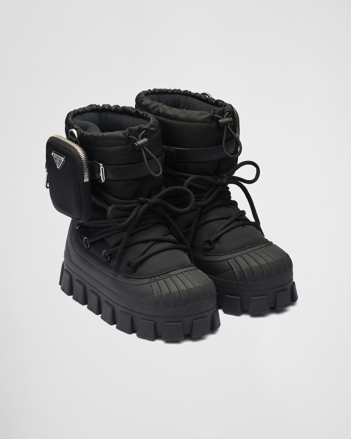 Black Re-nylon Gabardine Après-ski Boots With Pouch | PRADA