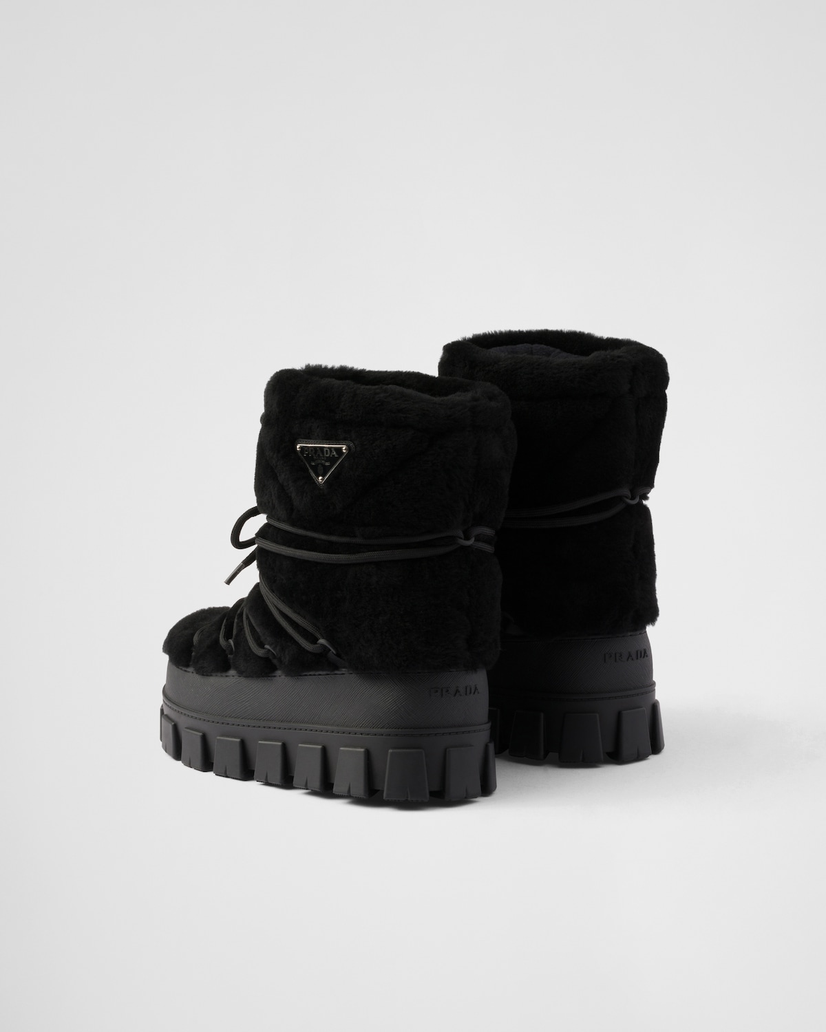 Black Shearling Après Ski Booties | PRADA