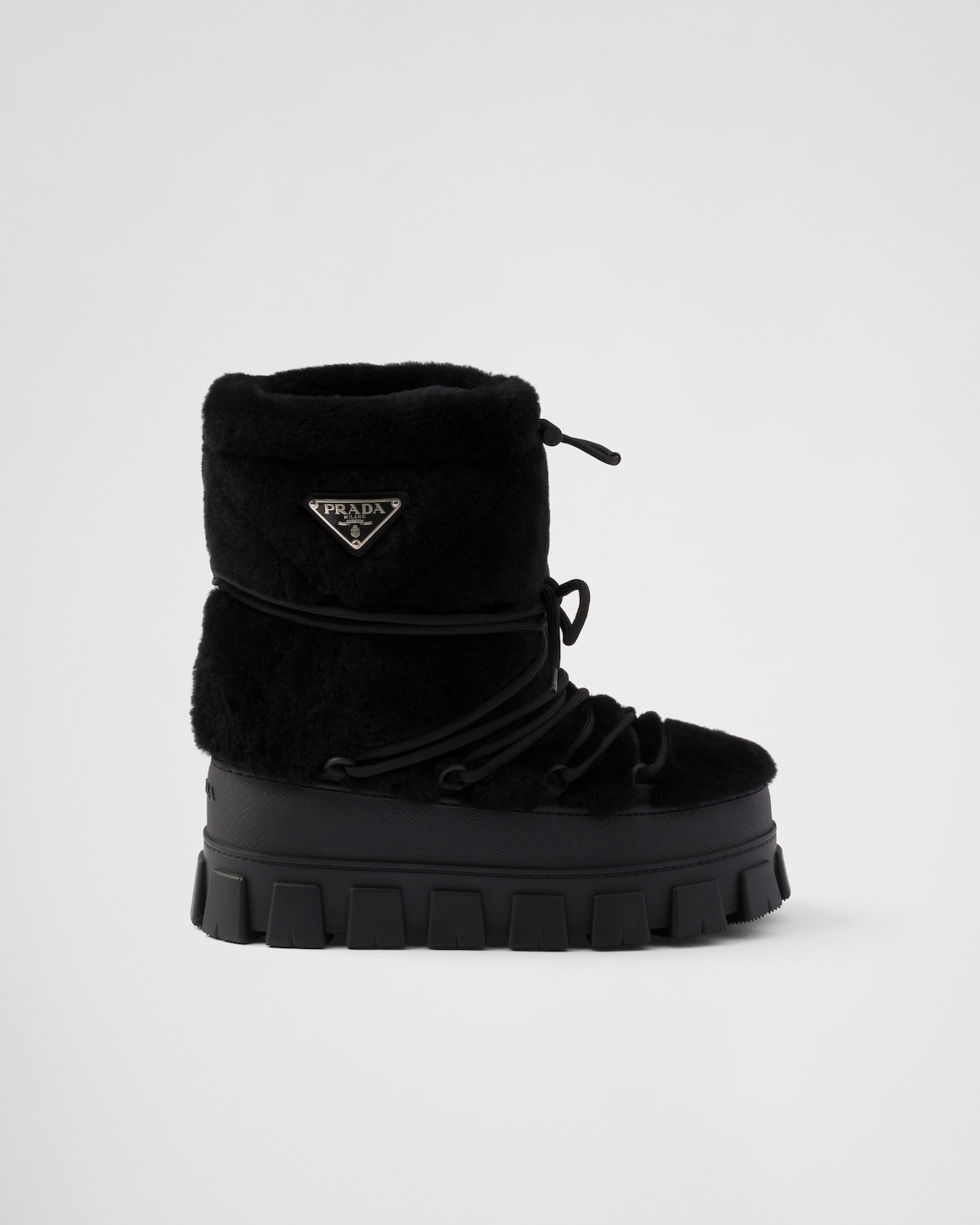 Black Shearling Après Ski Booties | PRADA