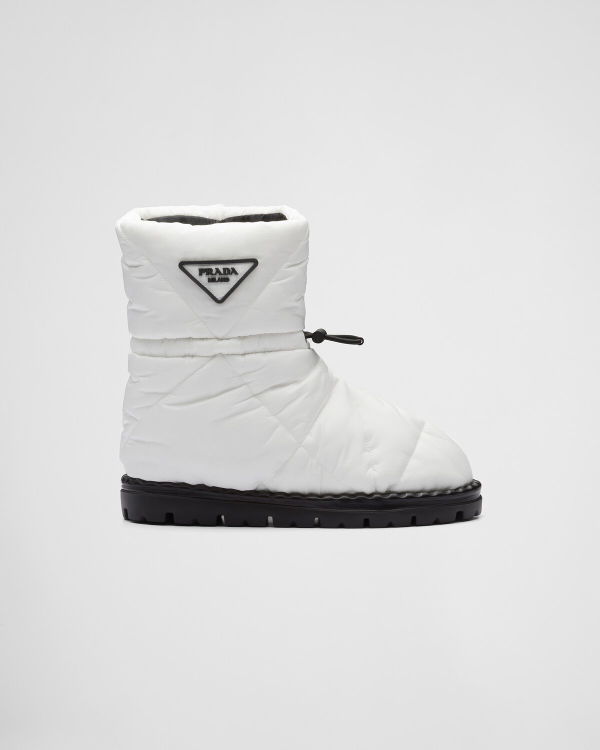 White Padded Nylon Booties | PRADA