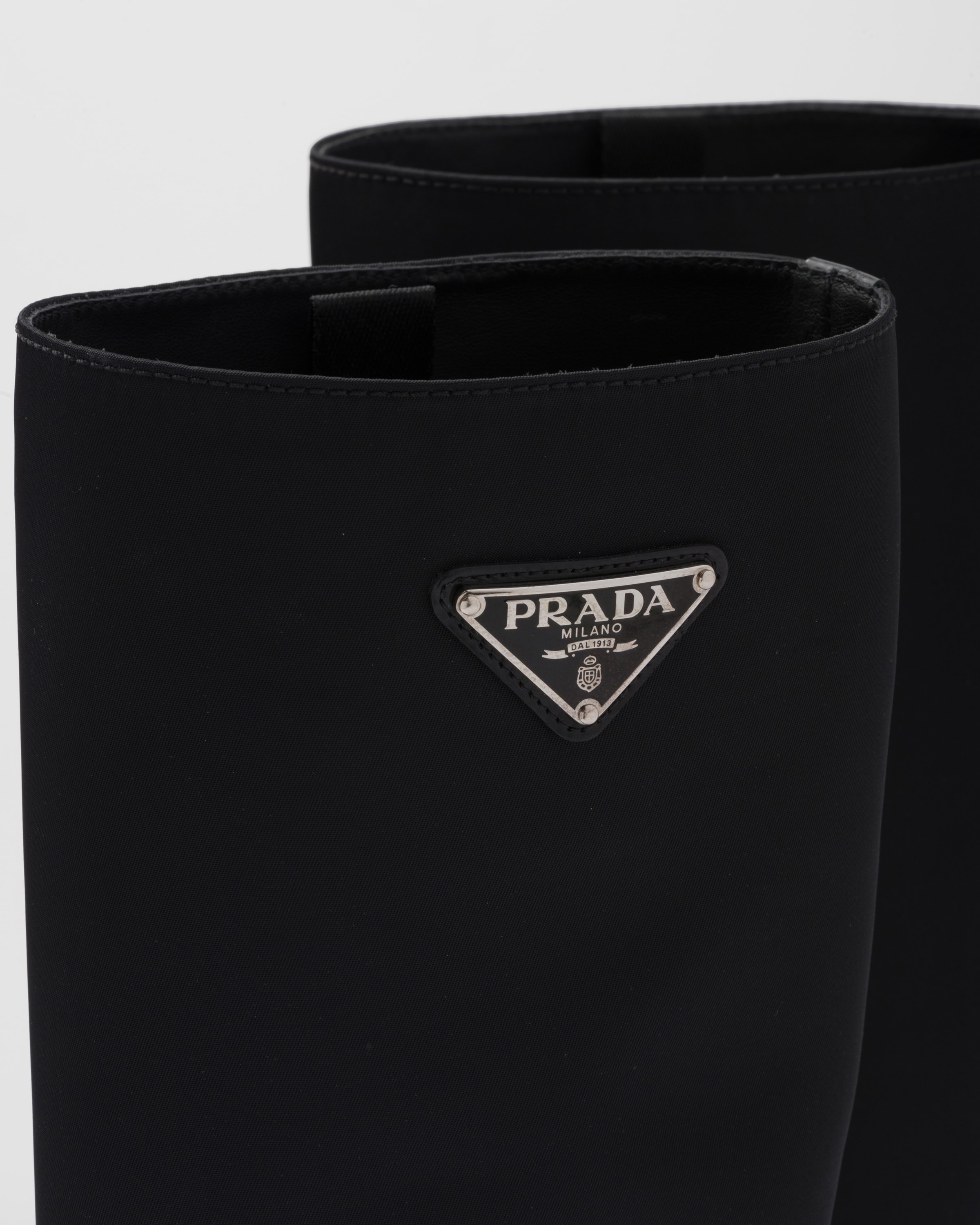 Black Brushed leather and nylon boots | Prada